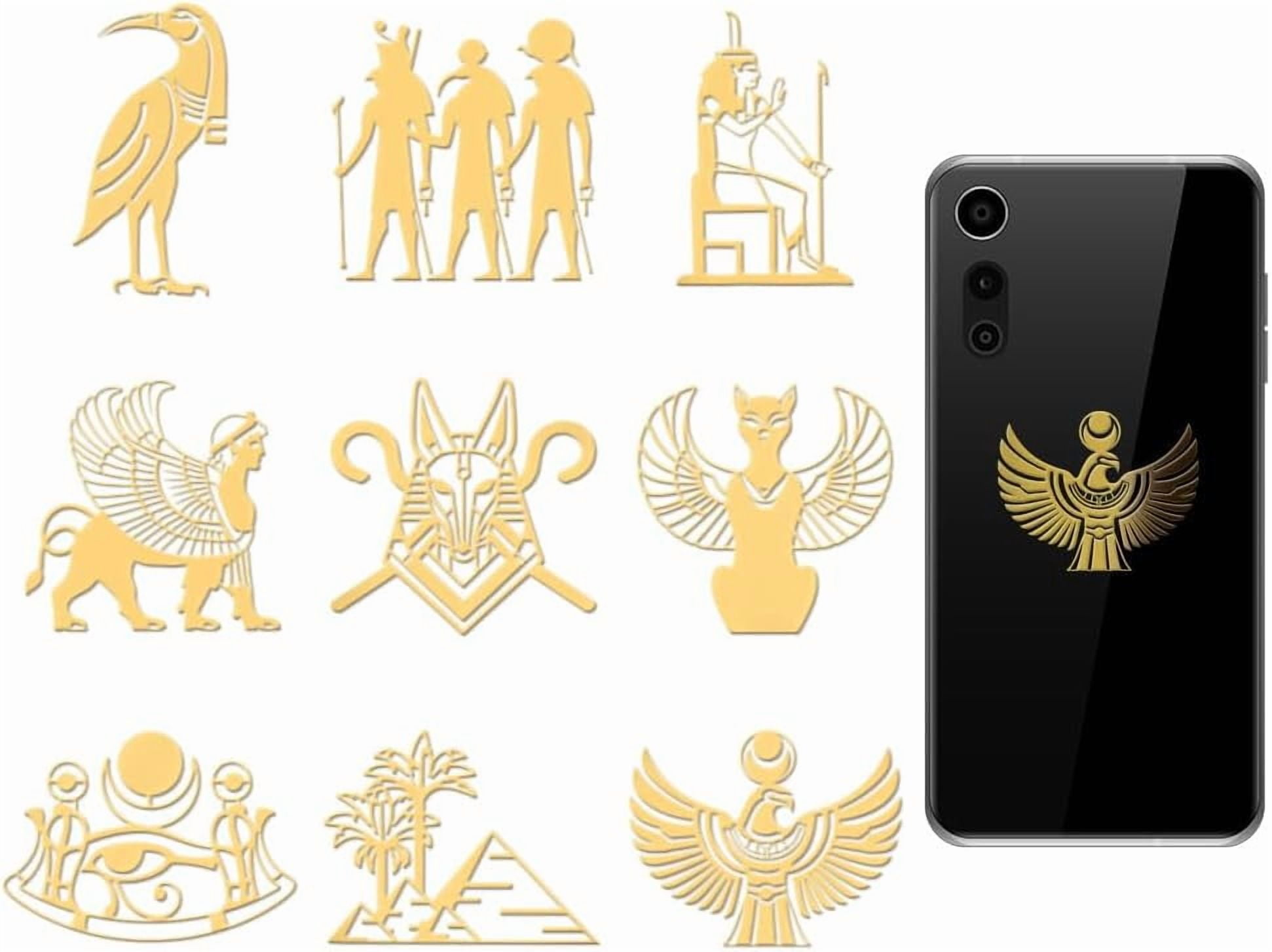9pcs 1.6x1.6 Inch Egypt Theme Stickers Golden Metal Sticker Sphinx ...