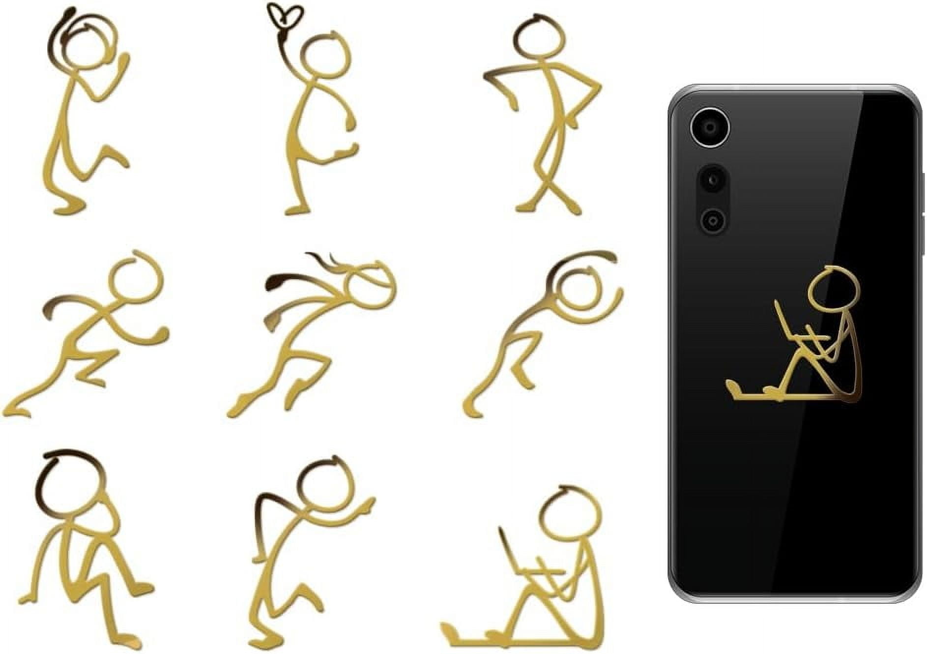 9pcs 1.6x1.6 Inch Funny Stickman Metal Stickers Stickman Self Adhesive ...