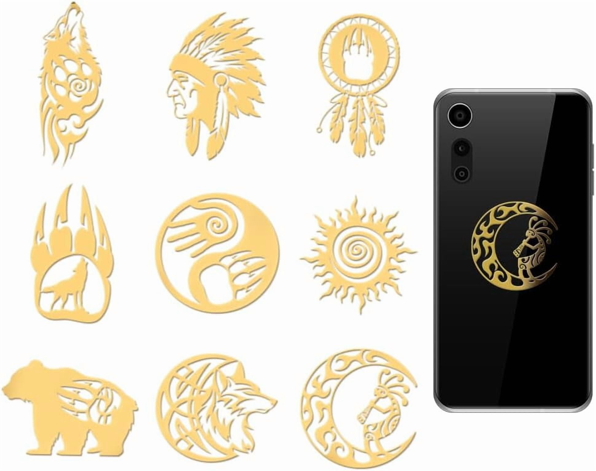 9pcs 1.6x1.6 Inch Golden Metal Stickers Indian Tribe Metal Sticker ...