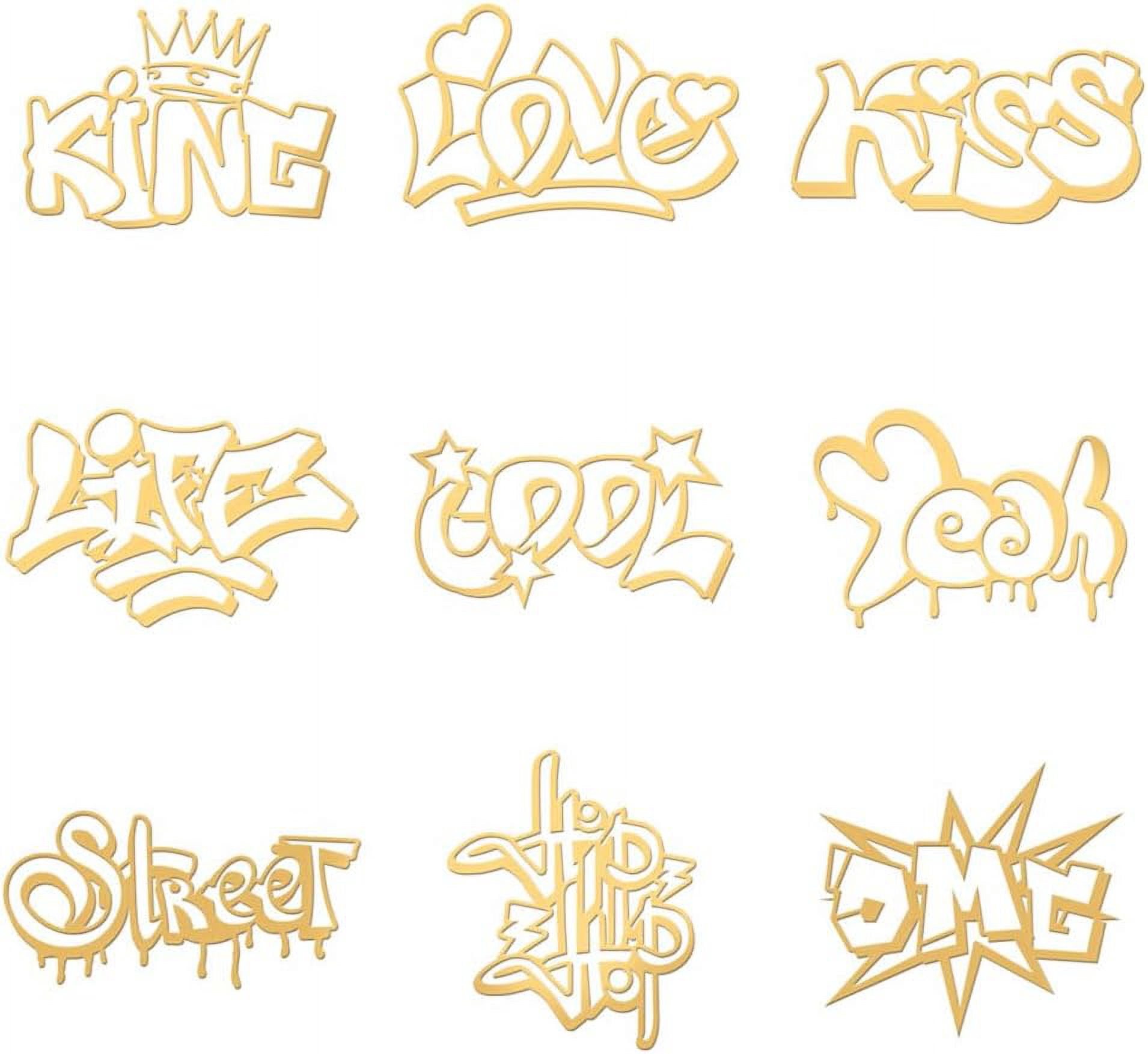 9pcs 1.6x1.6 Inch Graffiti Words Theme Metal Stickers - King Love Life ...