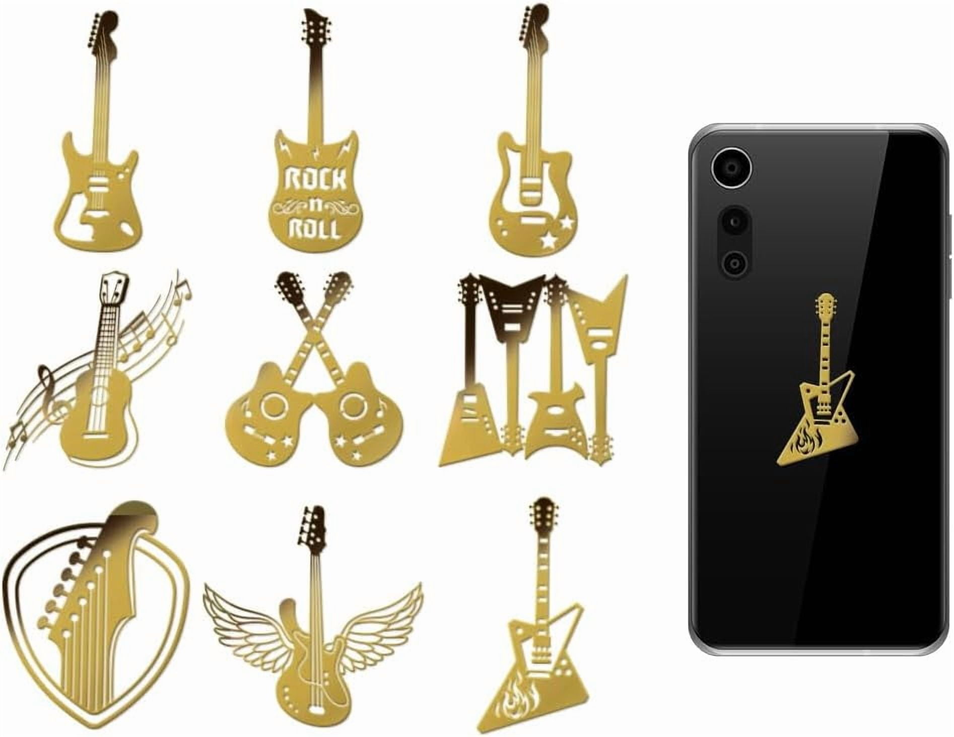 9pcs 1.6x1.6 Inch Guitar Pattern Metal Stickers Rock and Roll Self ...