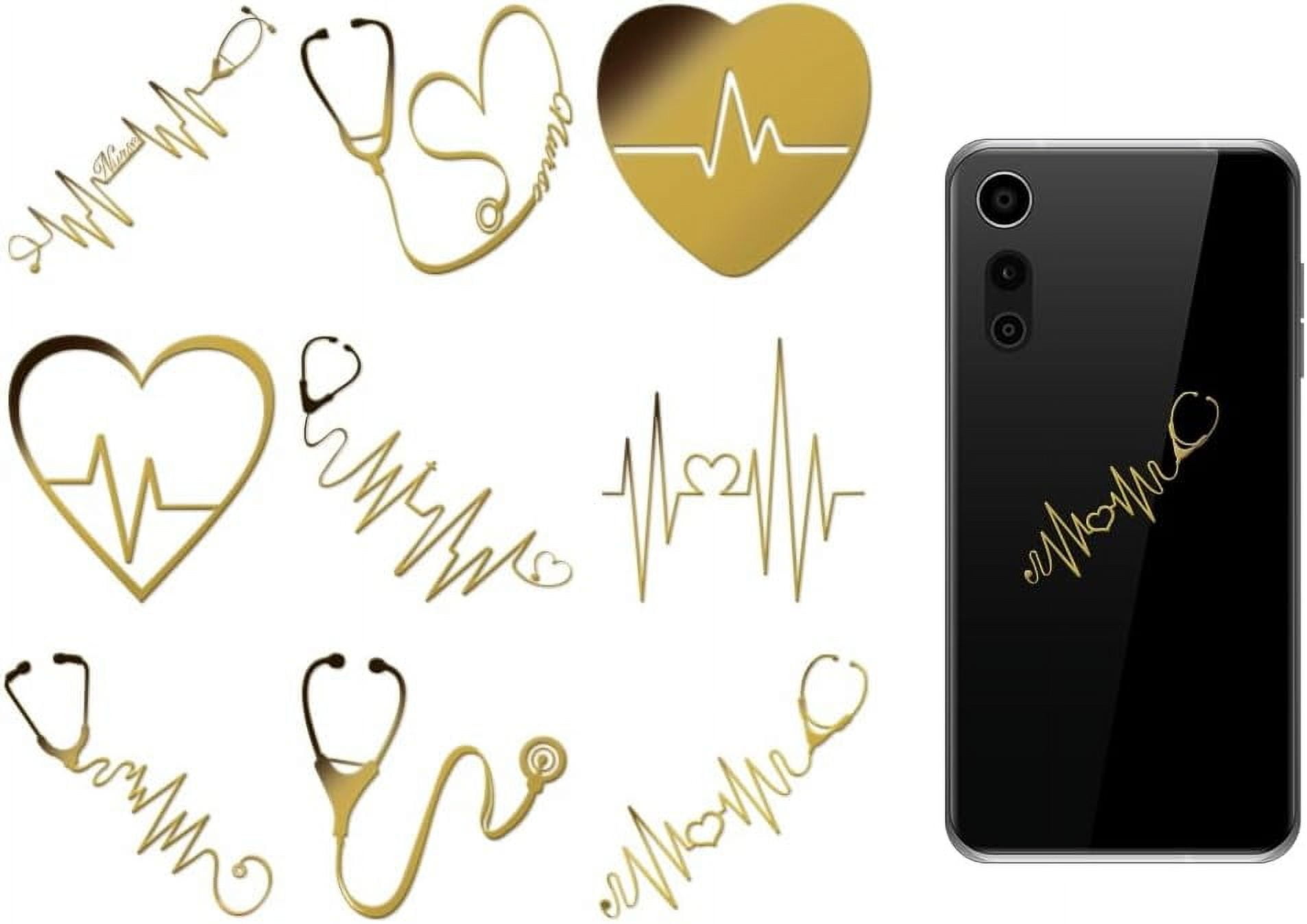 9pcs 1.6x1.6 Inch Heart Pattern Metal Stickers Heartbeat Self Adhesive ...