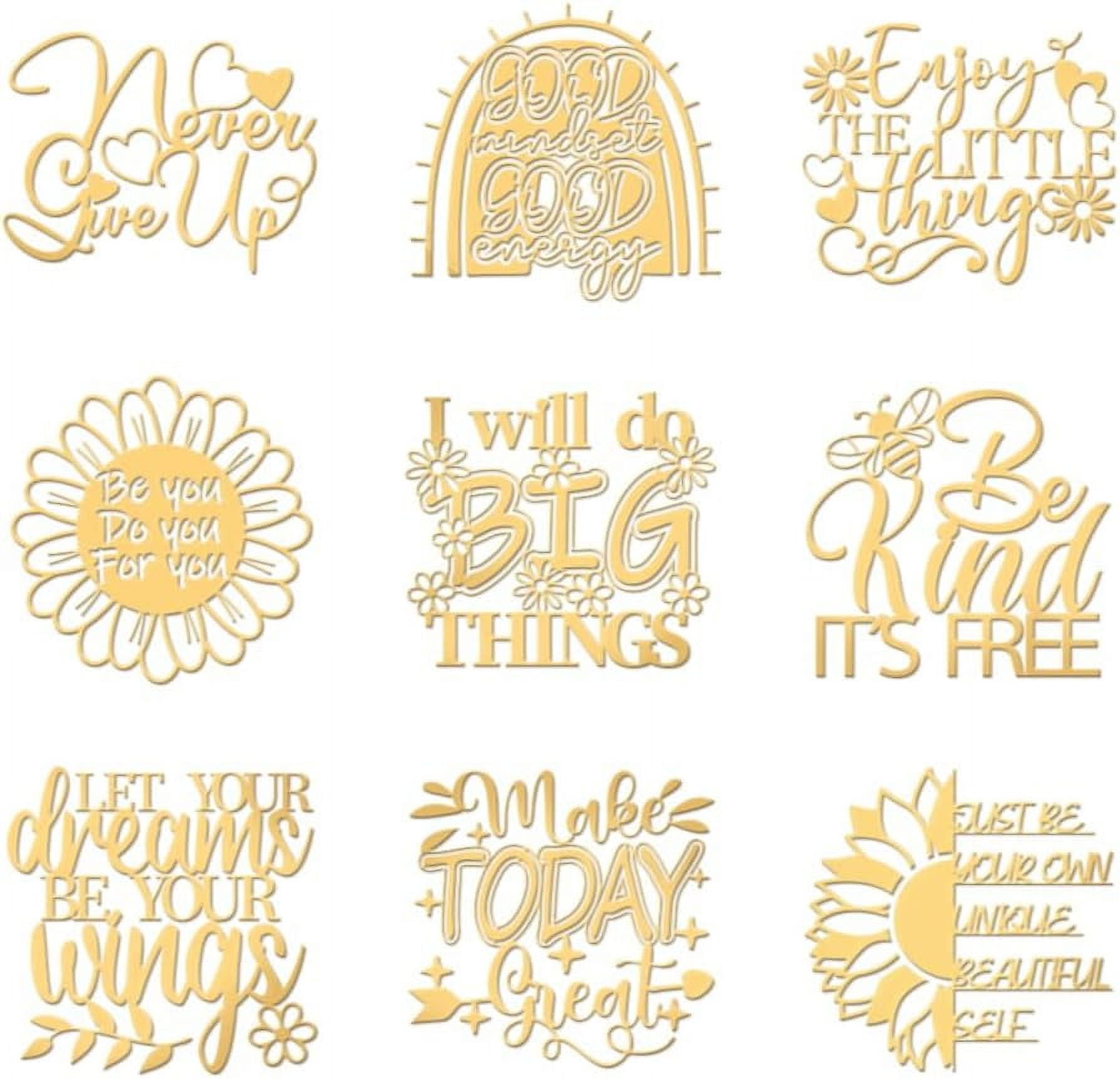 9pcs 1.6x1.6 Inch Inspirational Text Metal Stickers "Make Today Great ...
