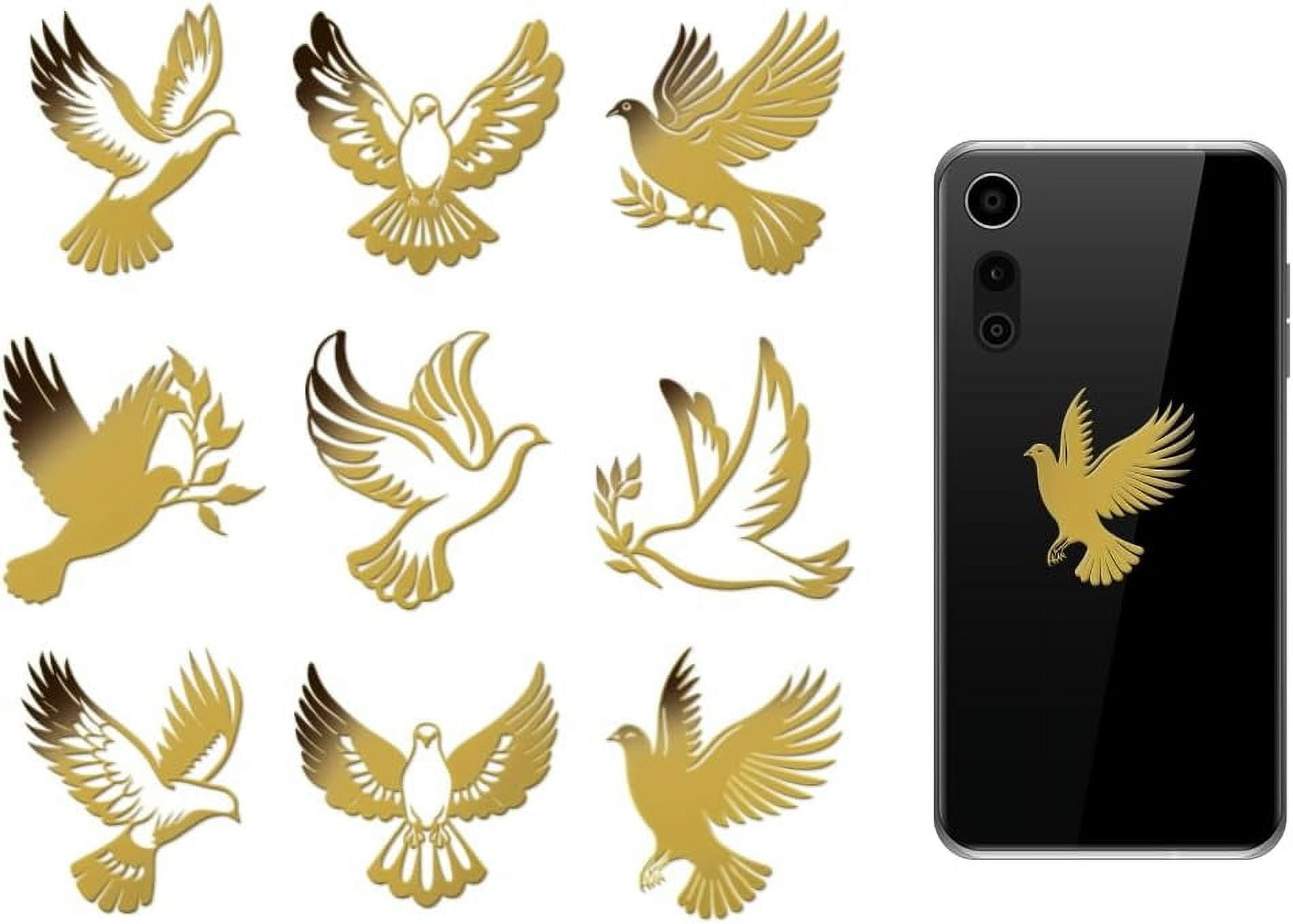 9pcs 1.6x1.6 Inch Pigeon Metal Stickers Flying Bird Metal Gold Stickers ...
