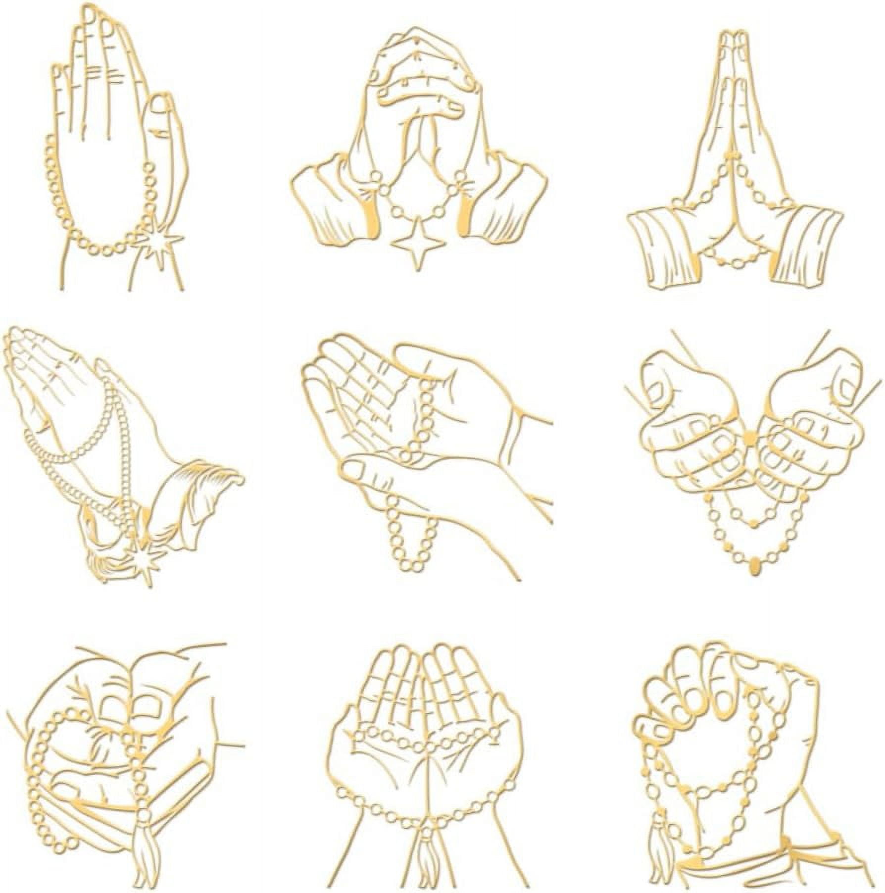 9pcs 1.6x1.6 Inch Praying Hands Metal Stickers Christianity Self ...