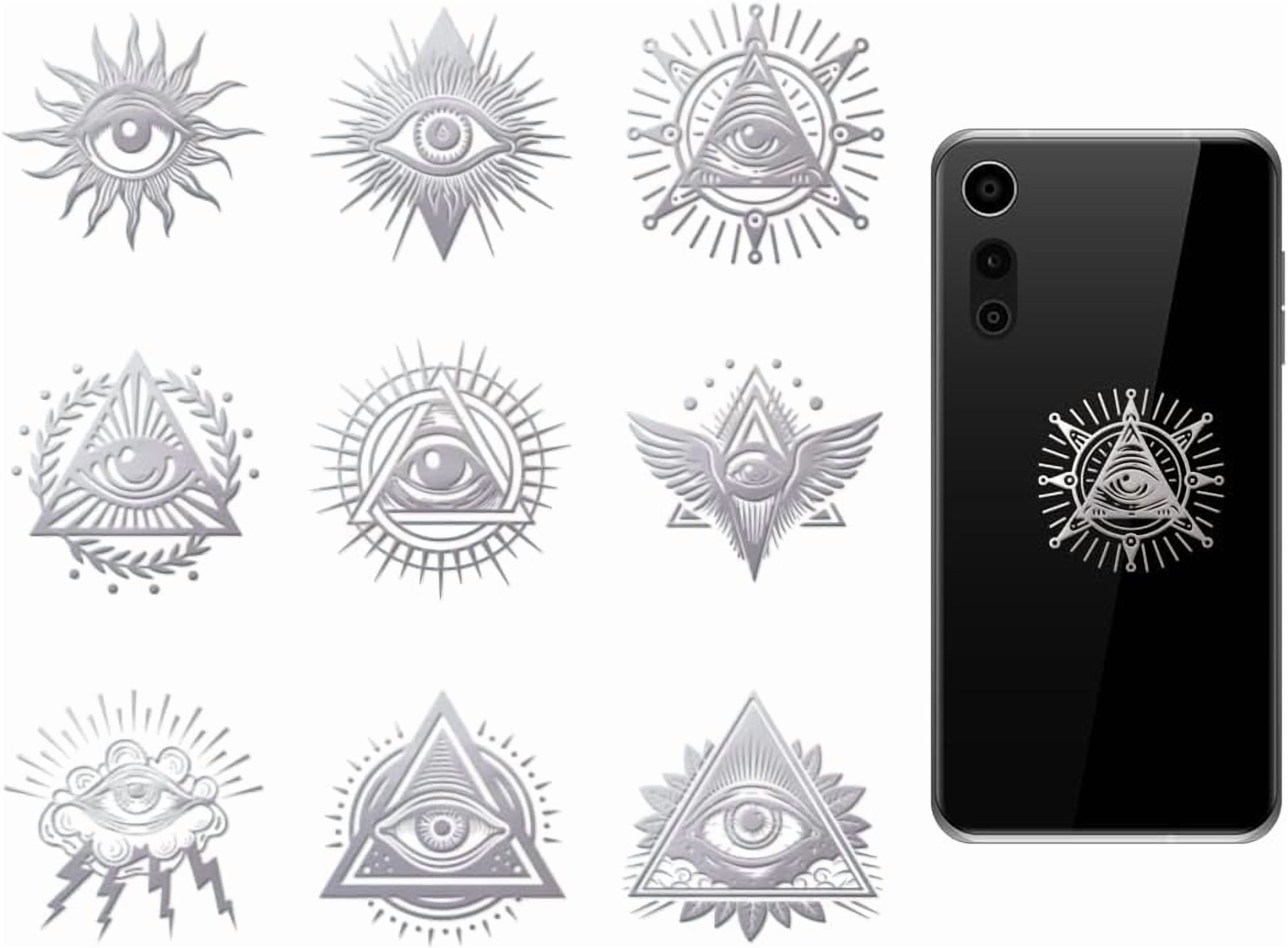 9pcs 1.6x1.6 Inch Silver Metal Stickers All Seeing Eye Metal Stickers ...