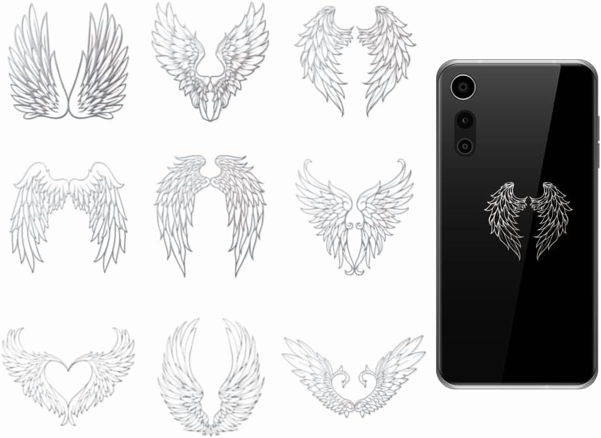 9pcs 1.6x1.6 Inch Silver Metal Stickers Wing Pattern Metal Sticker Self ...