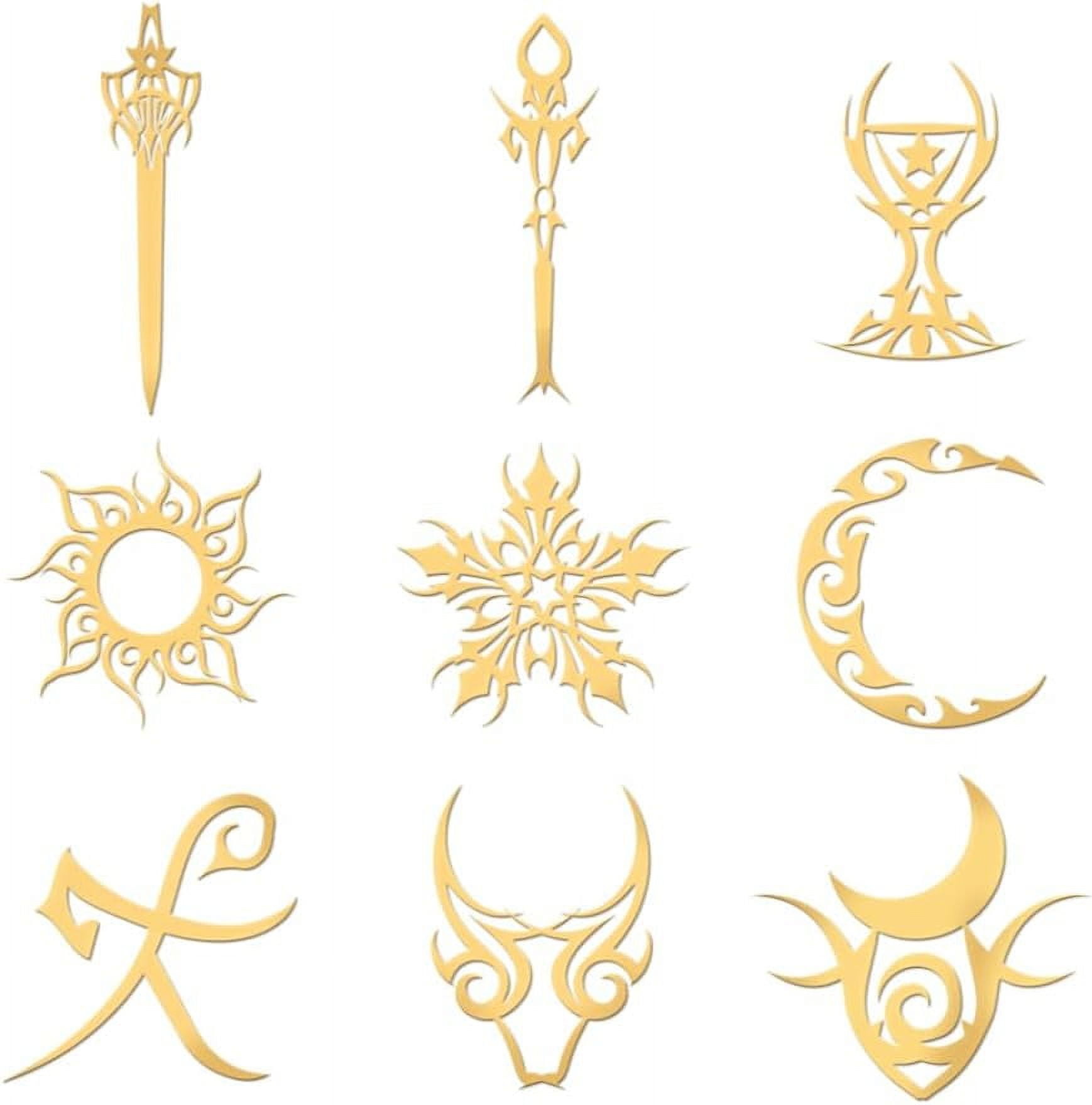 9pcs 1.6x1.6 Inch Tarot Symbols Metal Stickers Energy Symbols Self ...