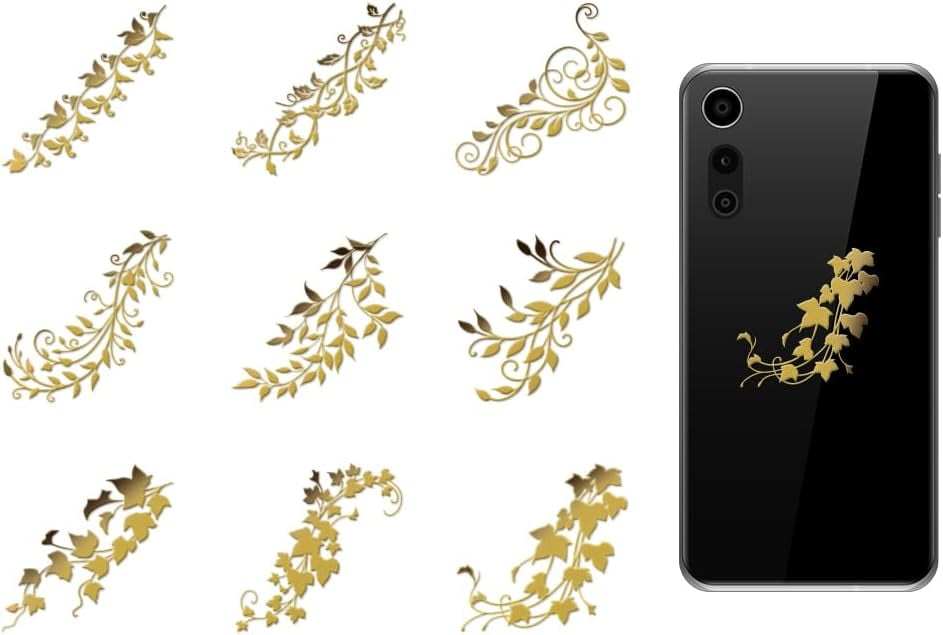 9pcs 1.6x1.6 inch Golden Metal Stickers Ivy Metal Stickers Self ...