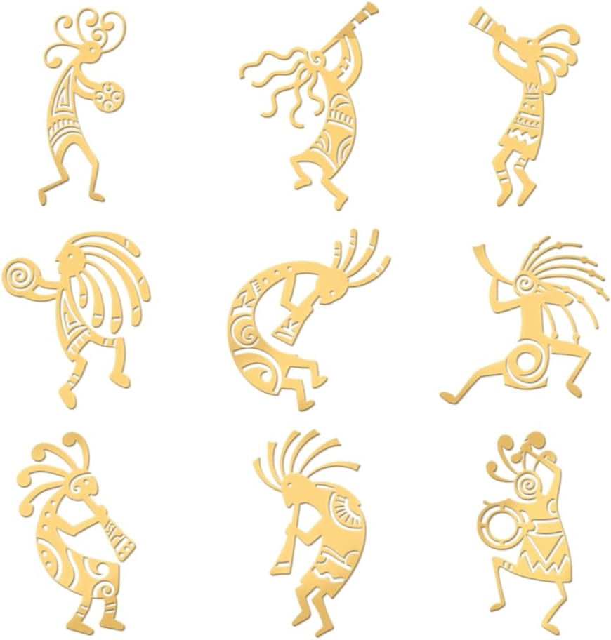 9pcs 1.6x1.6 inch Golden Metal Stickers Kokopelli Tribe Stickers Self ...