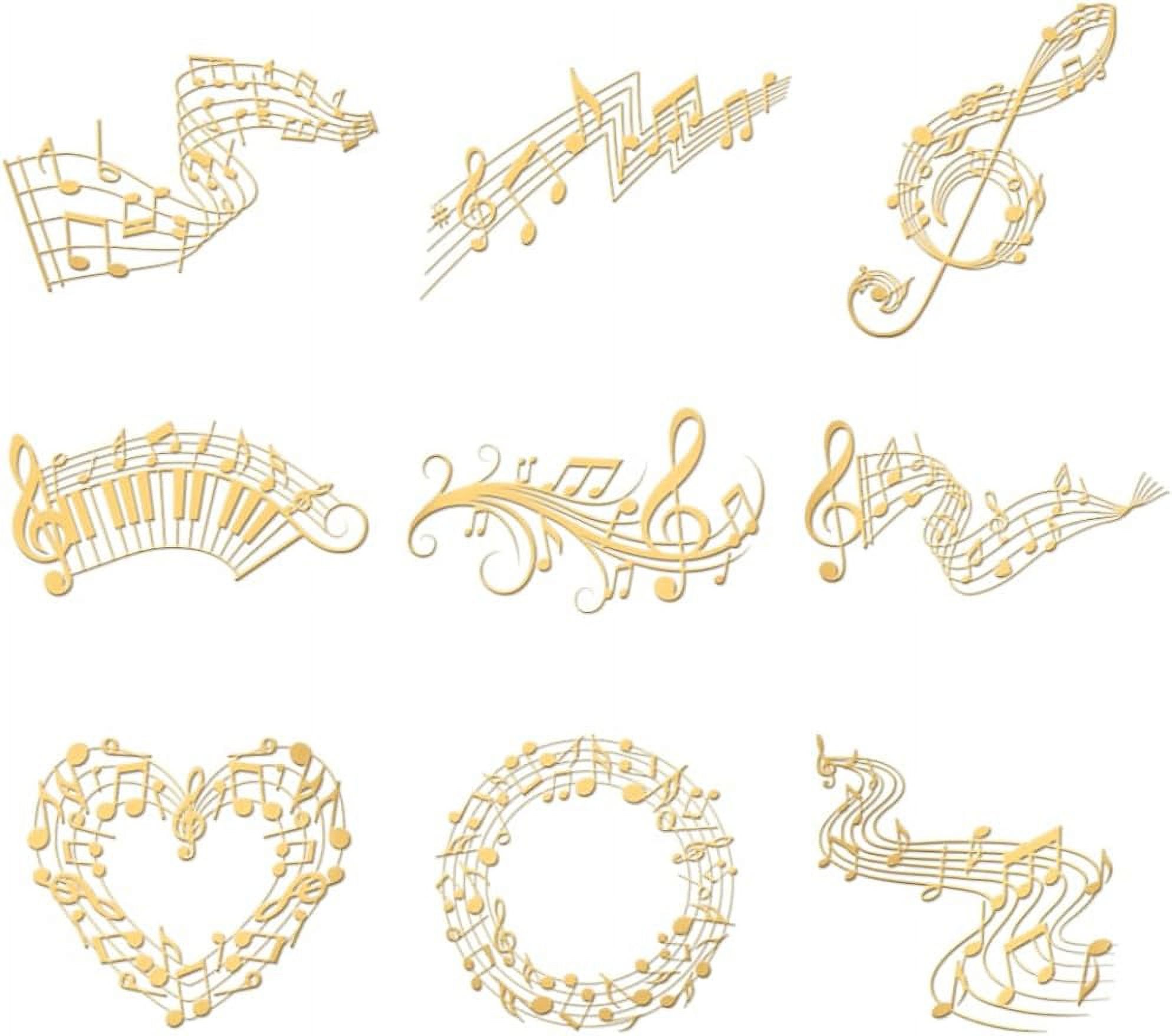 9pcs 1.6x1.6 inch Golden Metal Stickers Musical Note Stickers Self ...