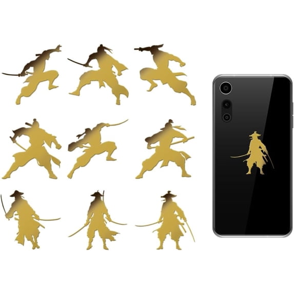 9pcs 1.6x1.6 inch Golden Metal Stickers Ninja Metal Stickers Self ...
