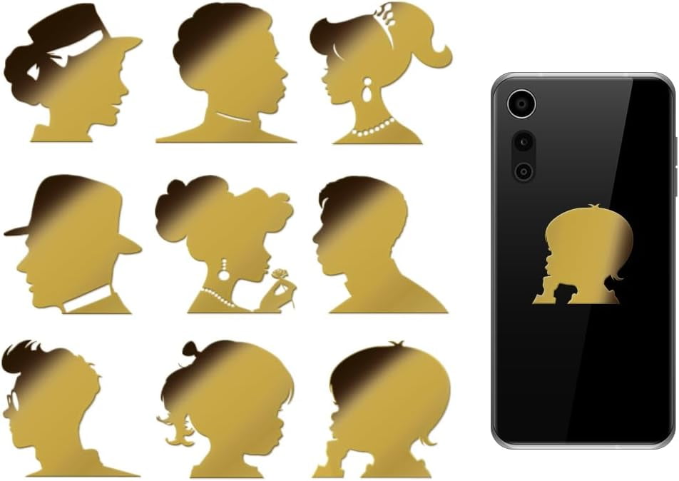 9pcs 1.6x1.6 inch Golden Metal Stickers Portrait Silhouette Metal ...