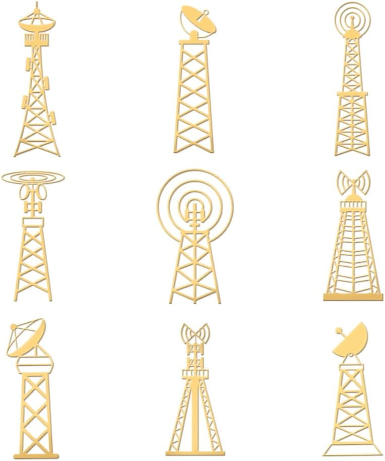 9pcs 1.6x1.6 inch Golden Metal Stickers Radio Station Stickers Self ...