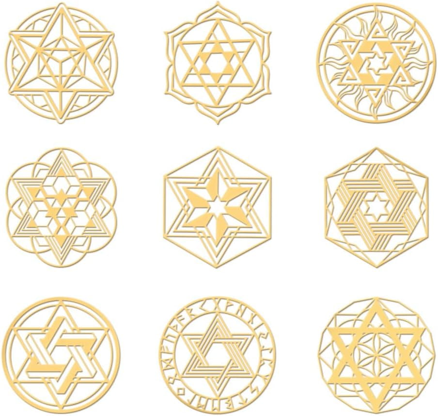9pcs 1.6x1.6 inch Golden Metal Stickers Star of David Metal Stickers ...