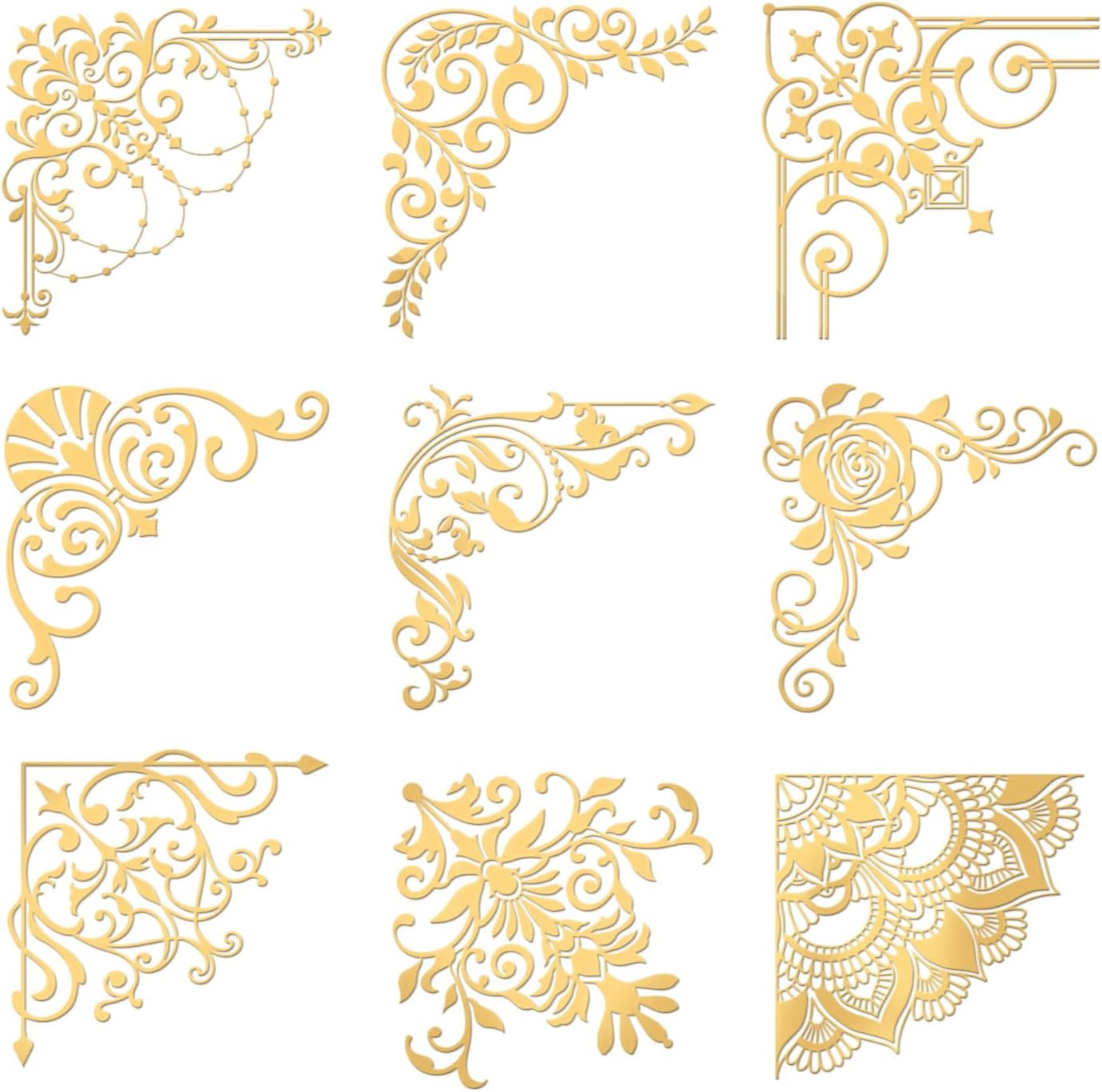 9pcs 1.6x1.6 inch Patterned Stickers Edge Tiles Sticker Self Adhesive ...