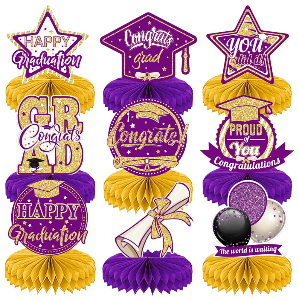 9pcs 2024 Graduation Honeycomb Centerpieces, Purple Class of 2024 ...