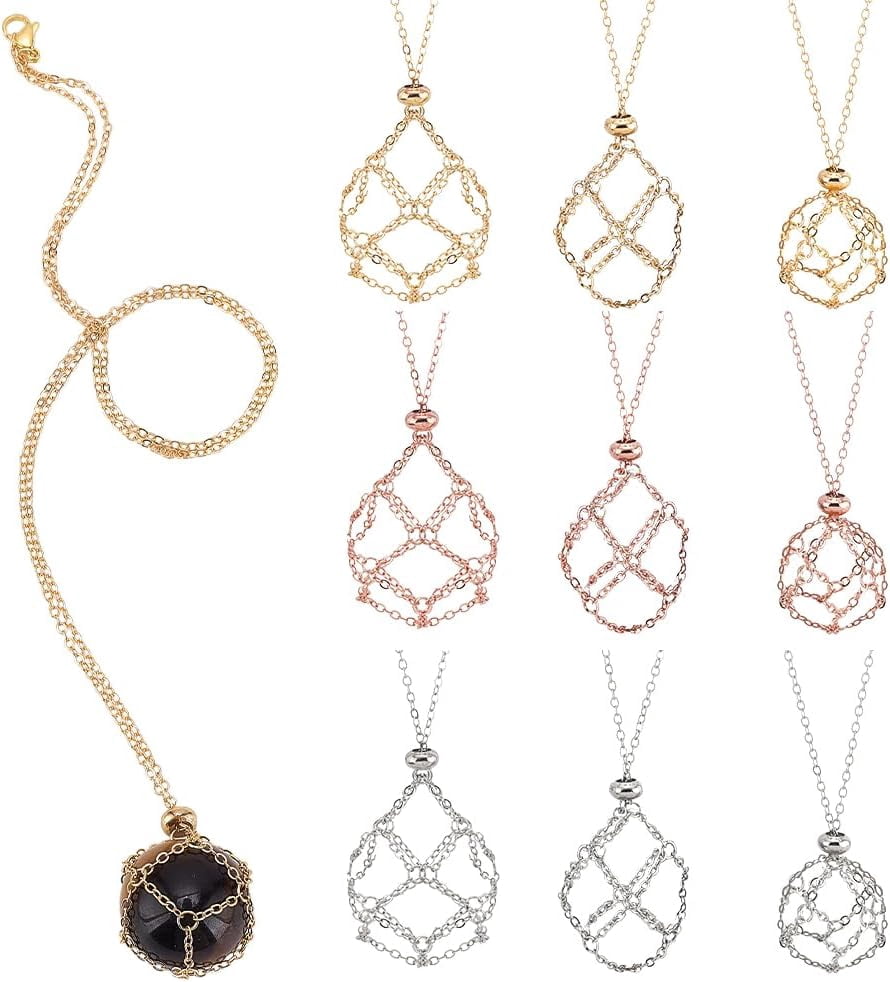 9pcs 3 Colors Stone Holder Empty Stones Holder Pendant Necklace ...