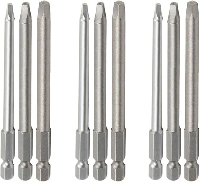 9pcs(3 Sets) 1/4 Inch Hex Shank Magnetic Square Head Screwdriver Bits ...