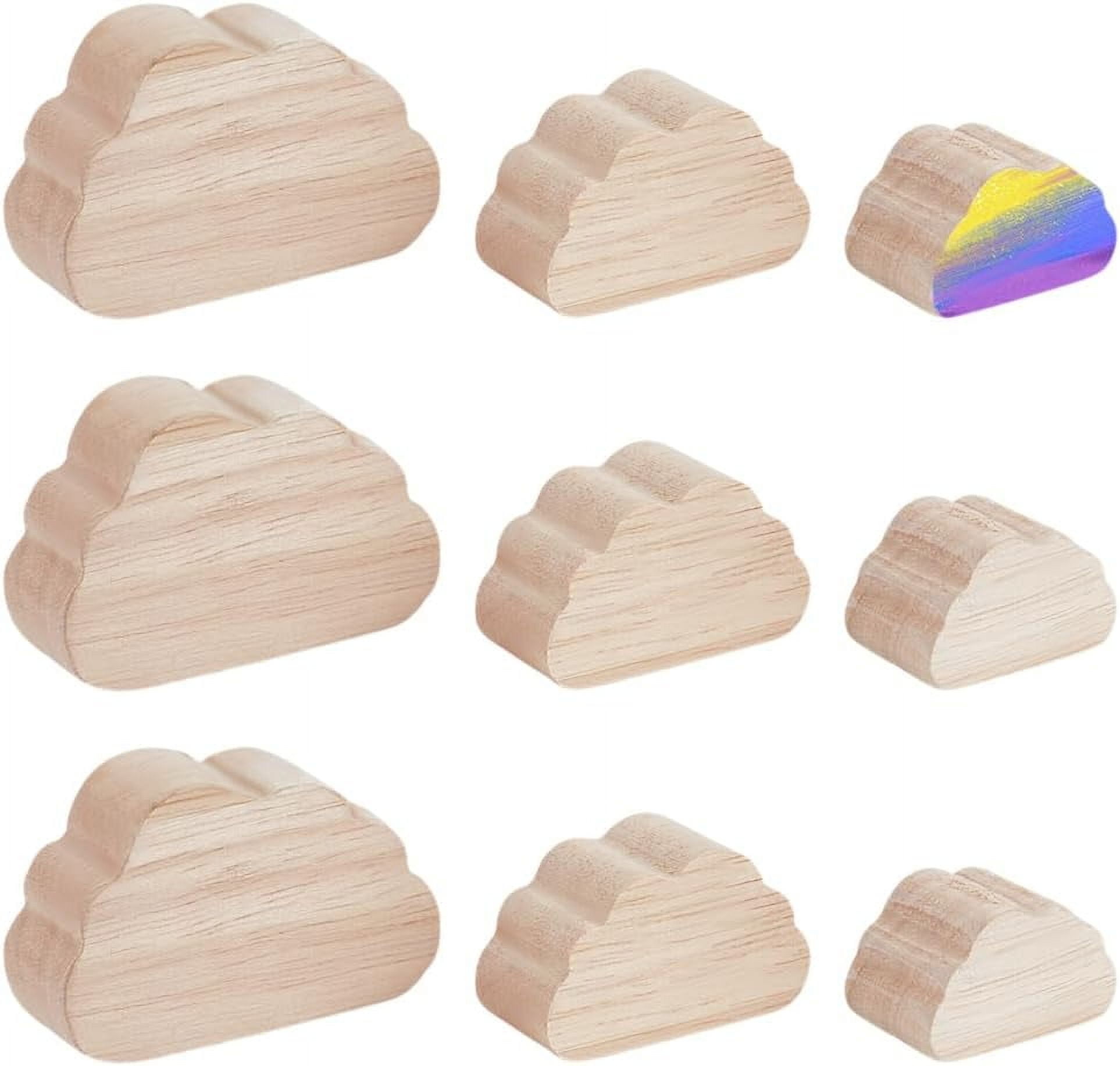 9pcs 3 Sizes Unfinished Wooden Cloud Blocks 2cm Thickness Mini Wooden ...