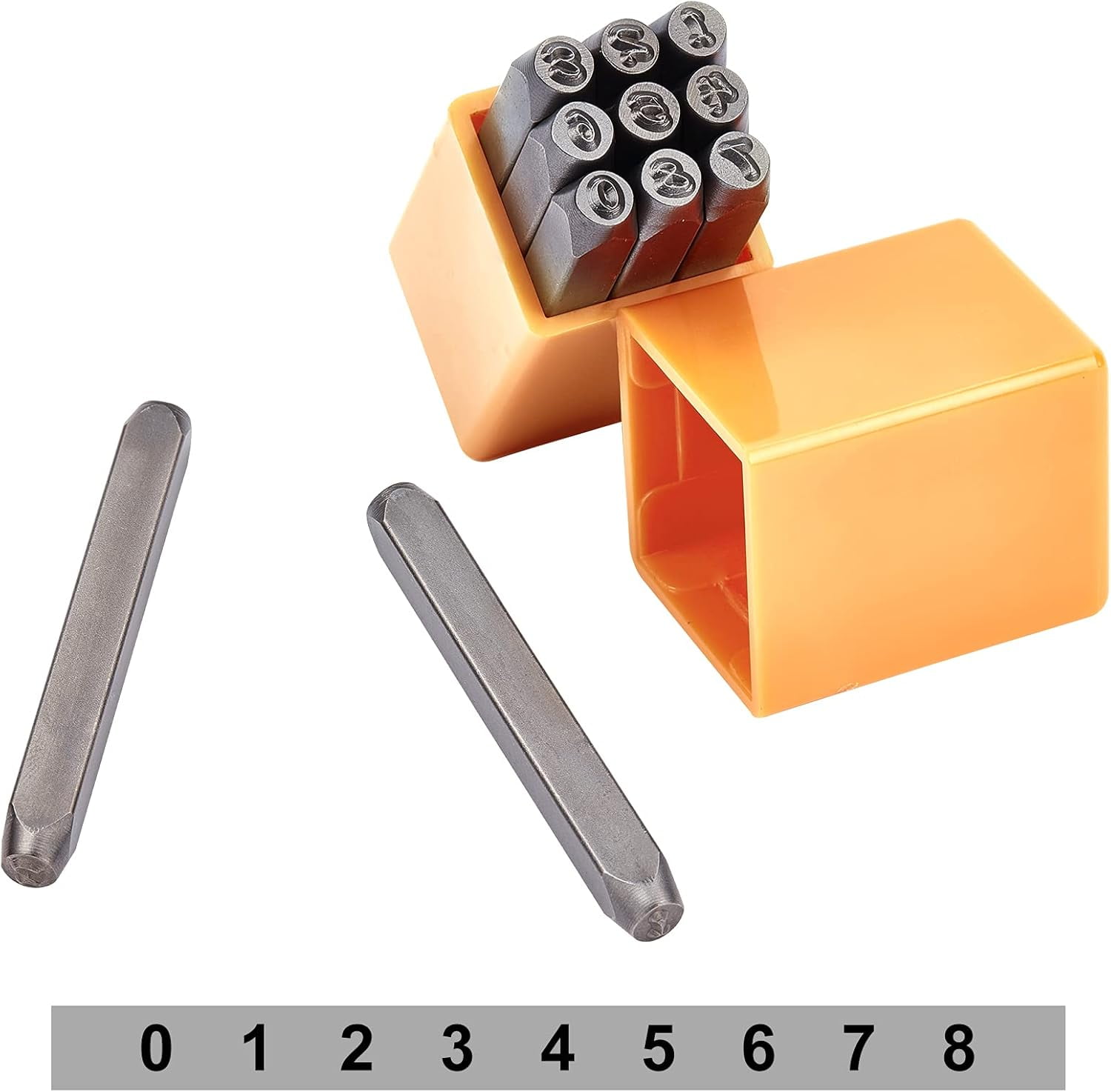 9pcs 4.5mm Number Stamp Set Carbon Steel Punch Set Numbers 0-8 Leather ...