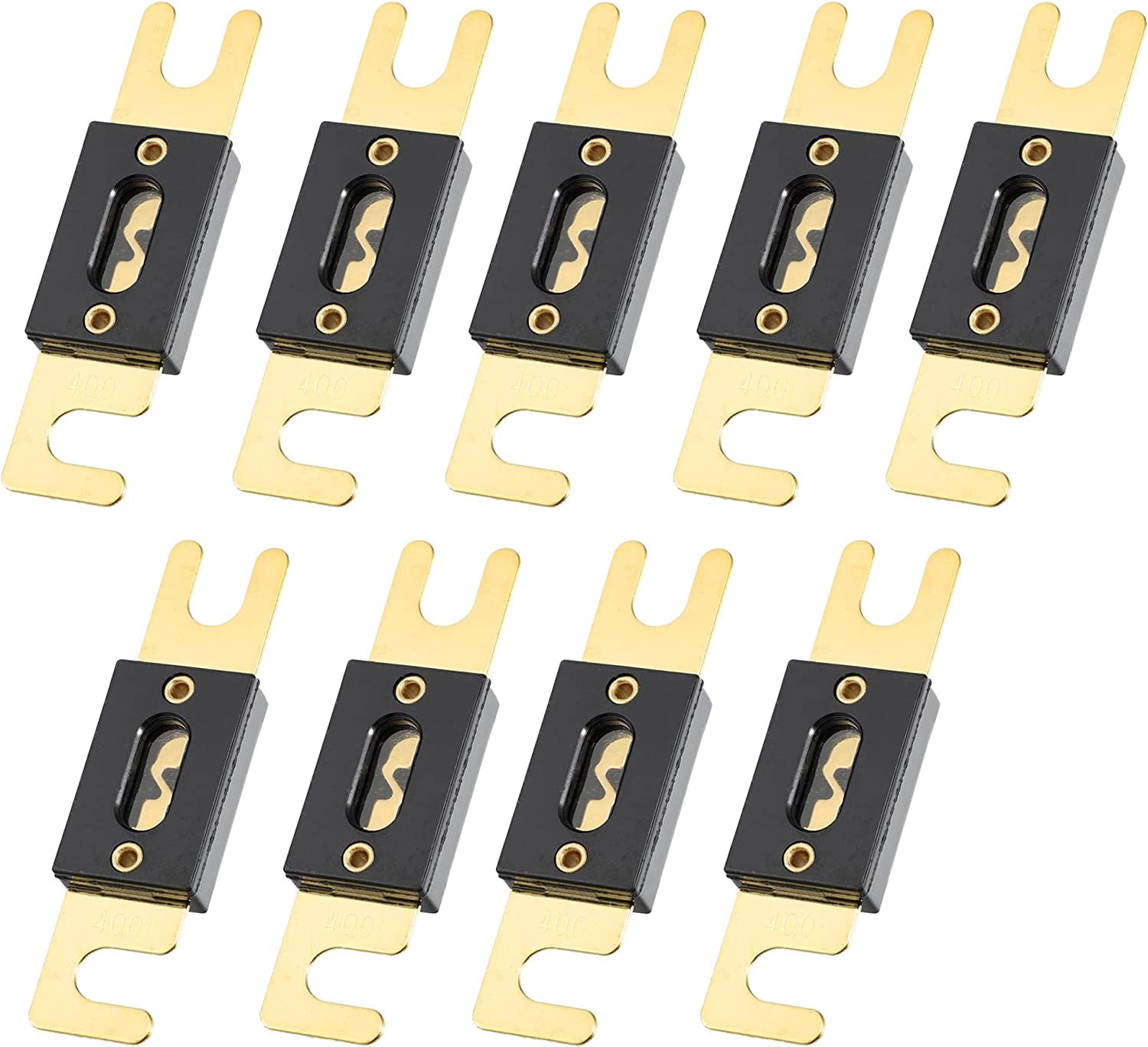9pcs 400A Gold Tone Plated ANL Fuse Universal Fit for Inverters Car ...