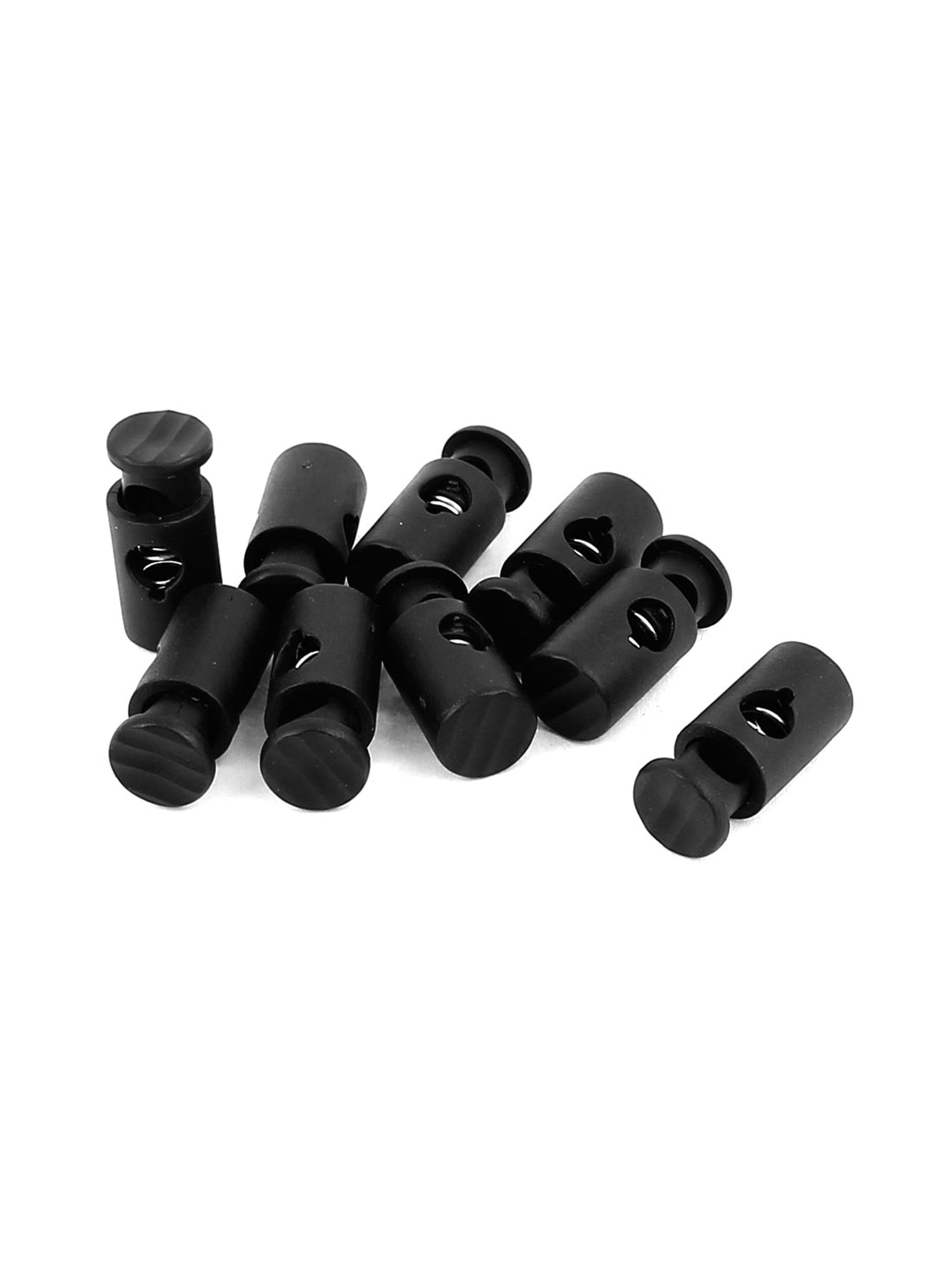 9pcs 6mm Dia Black Plastic Spring Loaded Single Hole Drawstring Stop ...