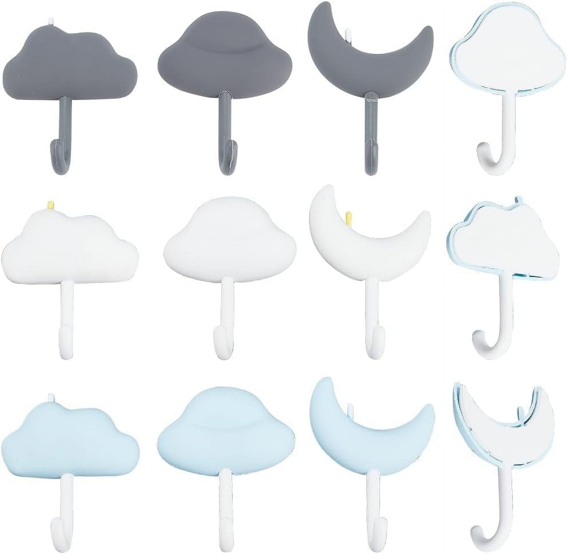 9pcs Adhesive Wall Hooks Utility Hook Heavy Duty Moon Clouds Wall ...