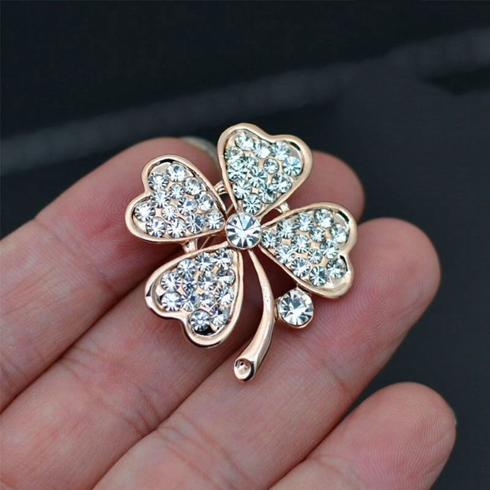 9pcs Alloy with Glass Rhinestone Brooch Clover 32x32mm - Walmart.com
