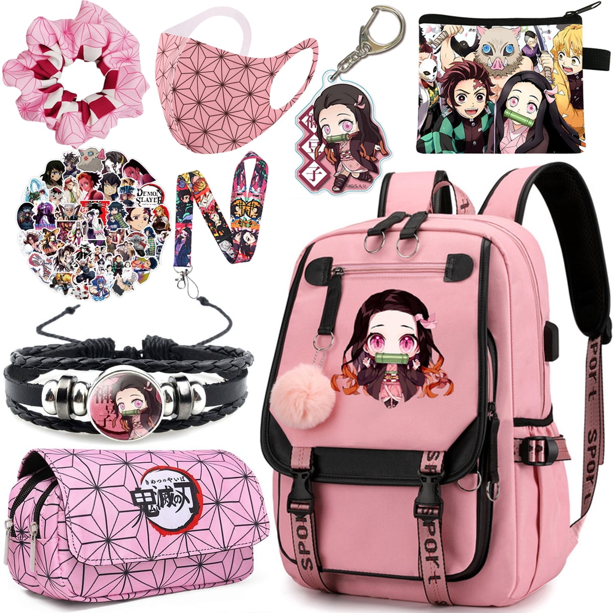 9pcs Anime Demon Slayer Nezuko School Backpack kits - Walmart.com
