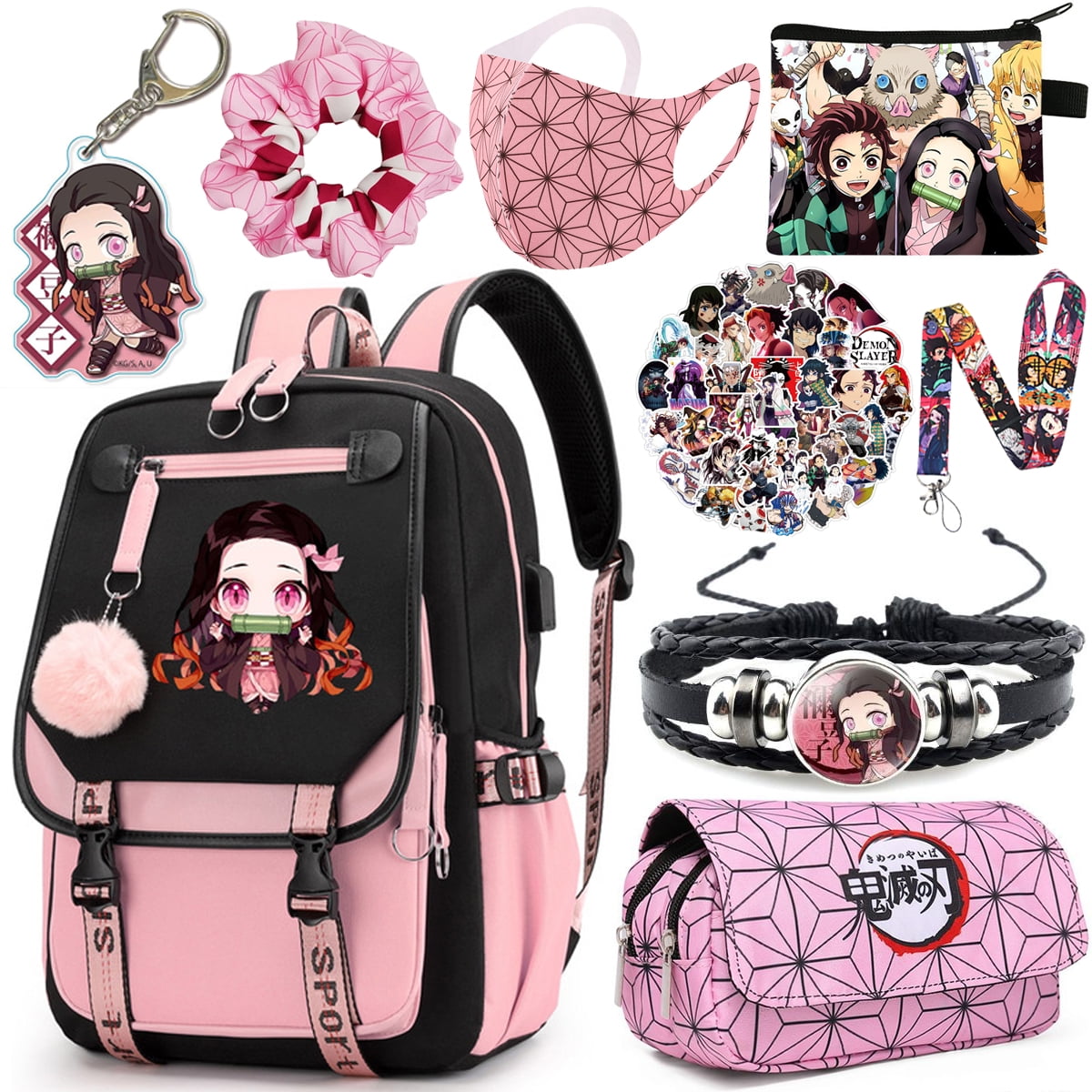9pcs Anime Demon Slayer Nezuko School Backpack kits - Walmart.com