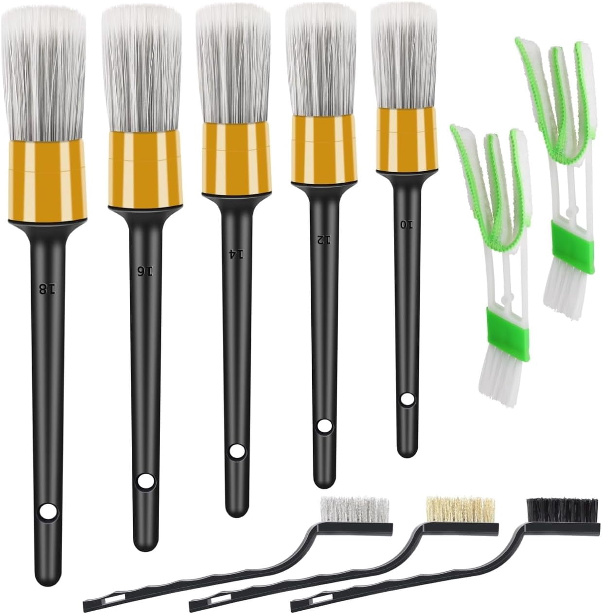 9pcs Auto Car Detailing Brush Set Car Interior Cleaning Kit includes 5 ...