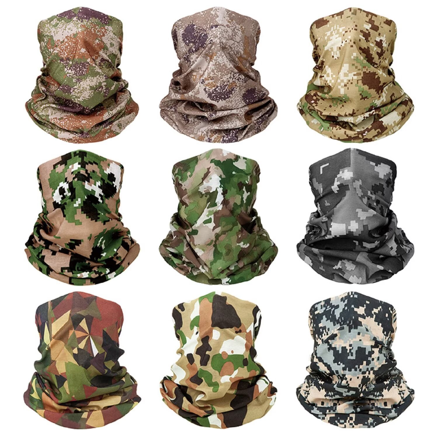 9pcs Breathable Face Mask Neck Gaiter Face Scarf Mask for Men Women ...