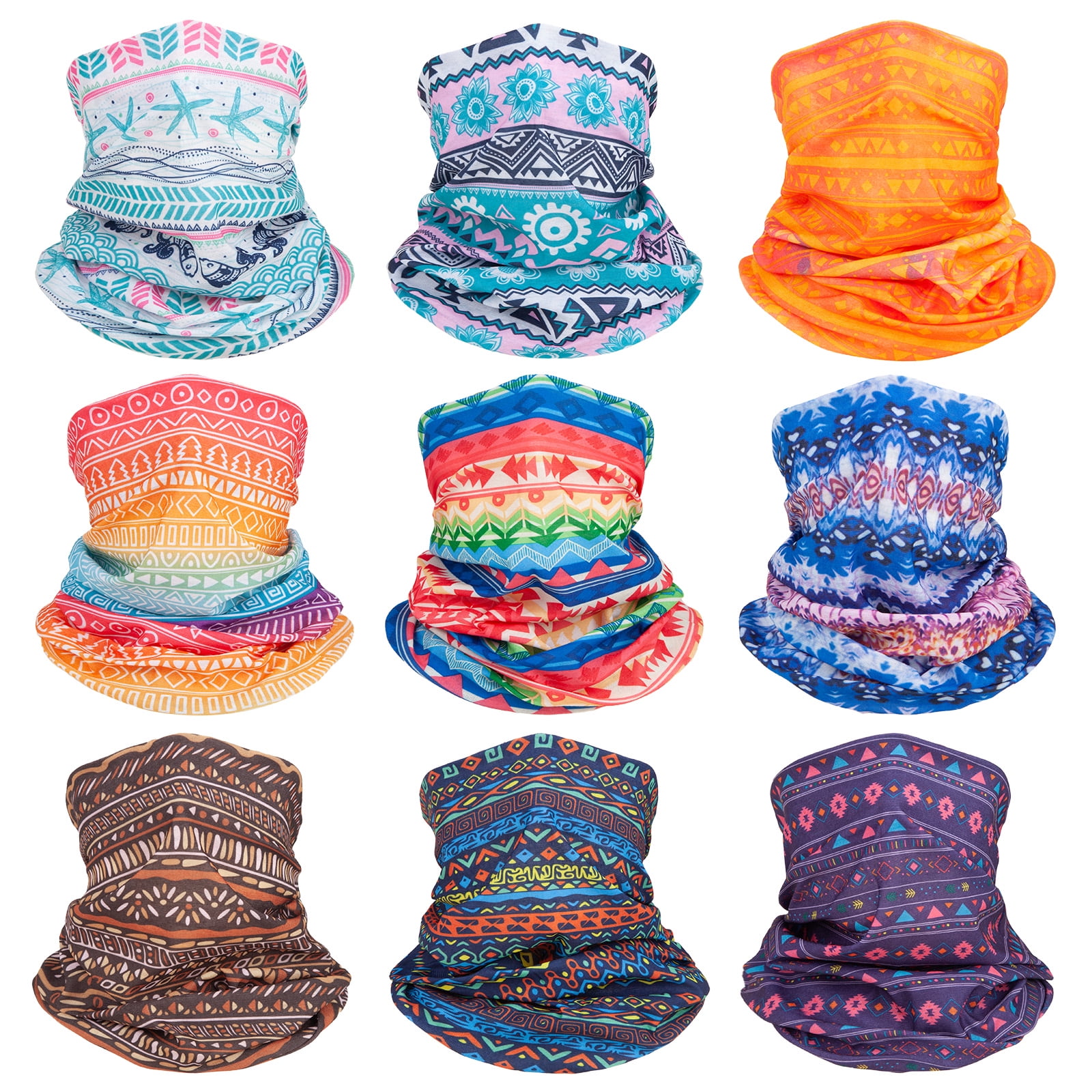 9pcs Breathable Face Mask Neck Gaiter Face Scarf Mask for Men Women Hiking, Cycling, Sports ...