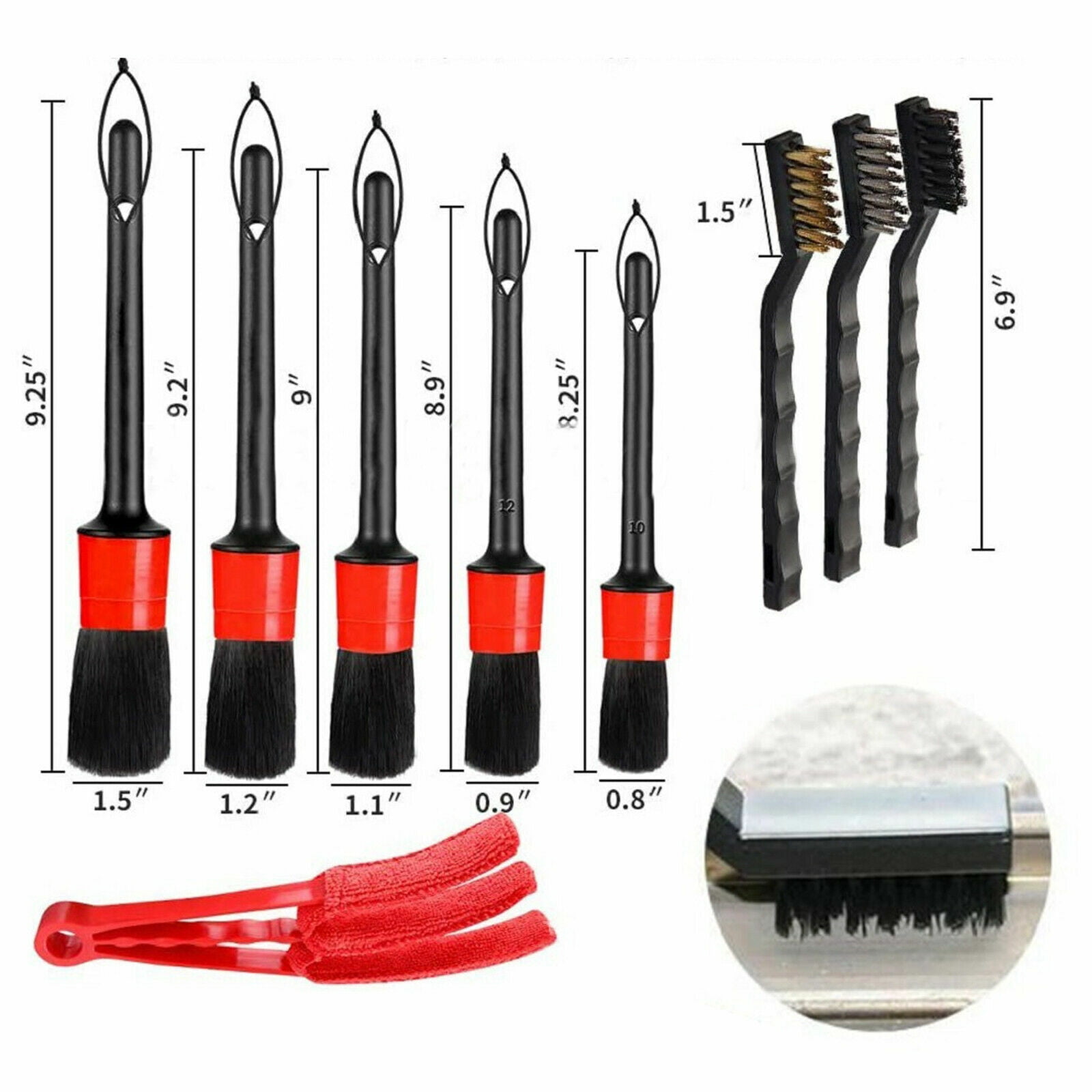 9pcs Car Detailing Brush Wash Auto Detailing Cleaning Kit Engine ...