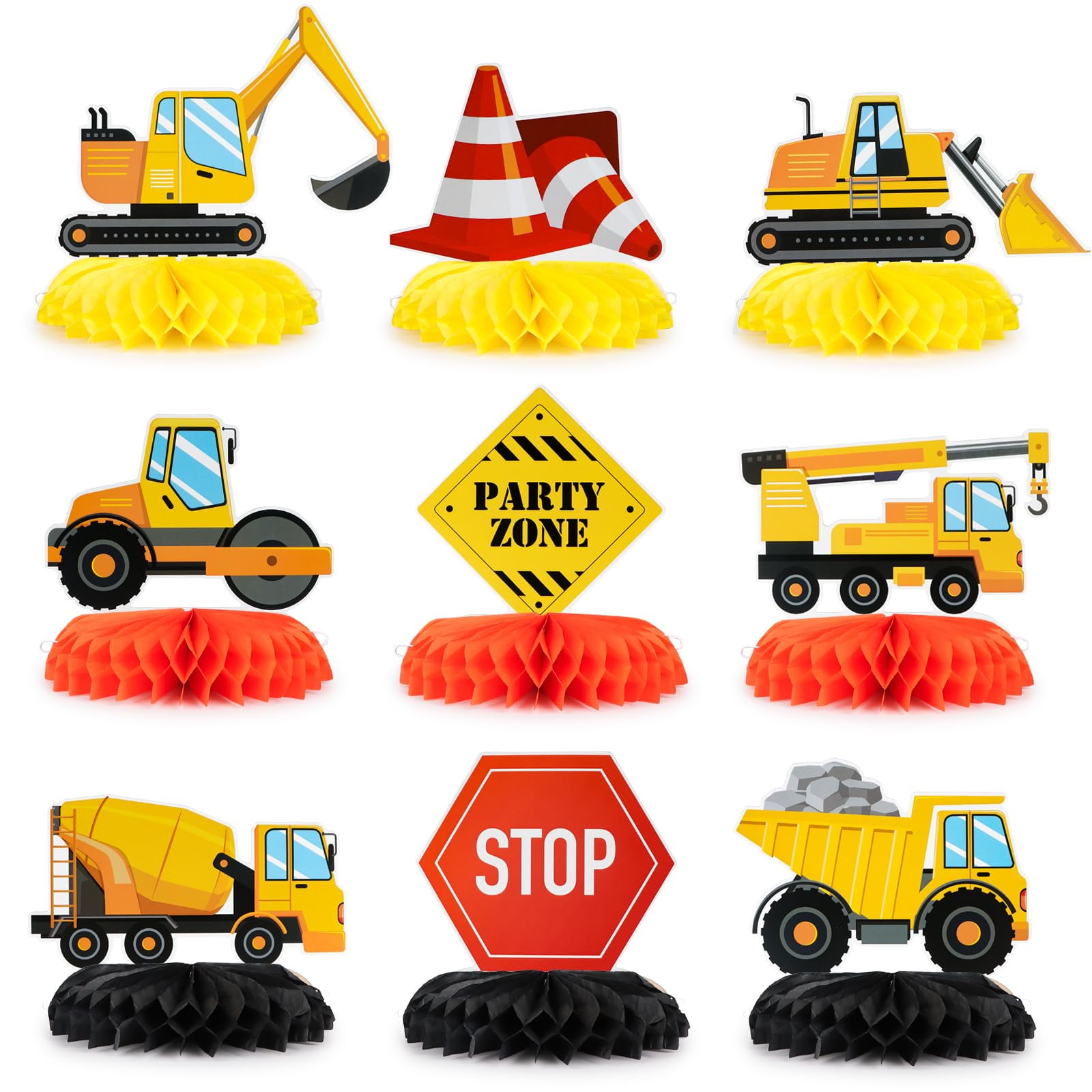 9pcs Construction Birthday Party Decorations Centerpieces for Tables ...