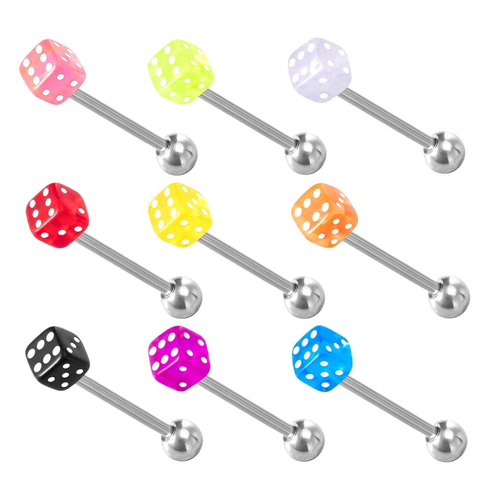 9pcs Creative Dice Shaped Tongue Rings Piercings Body Jewelries Tongue ...