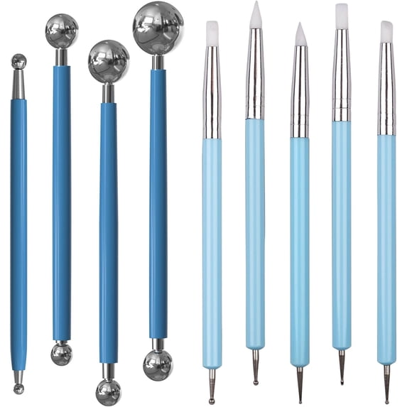 YanJici, 9pcs Dotting Tools, 4 Ball End Sizes 4/6/8/10mm, Blue ...