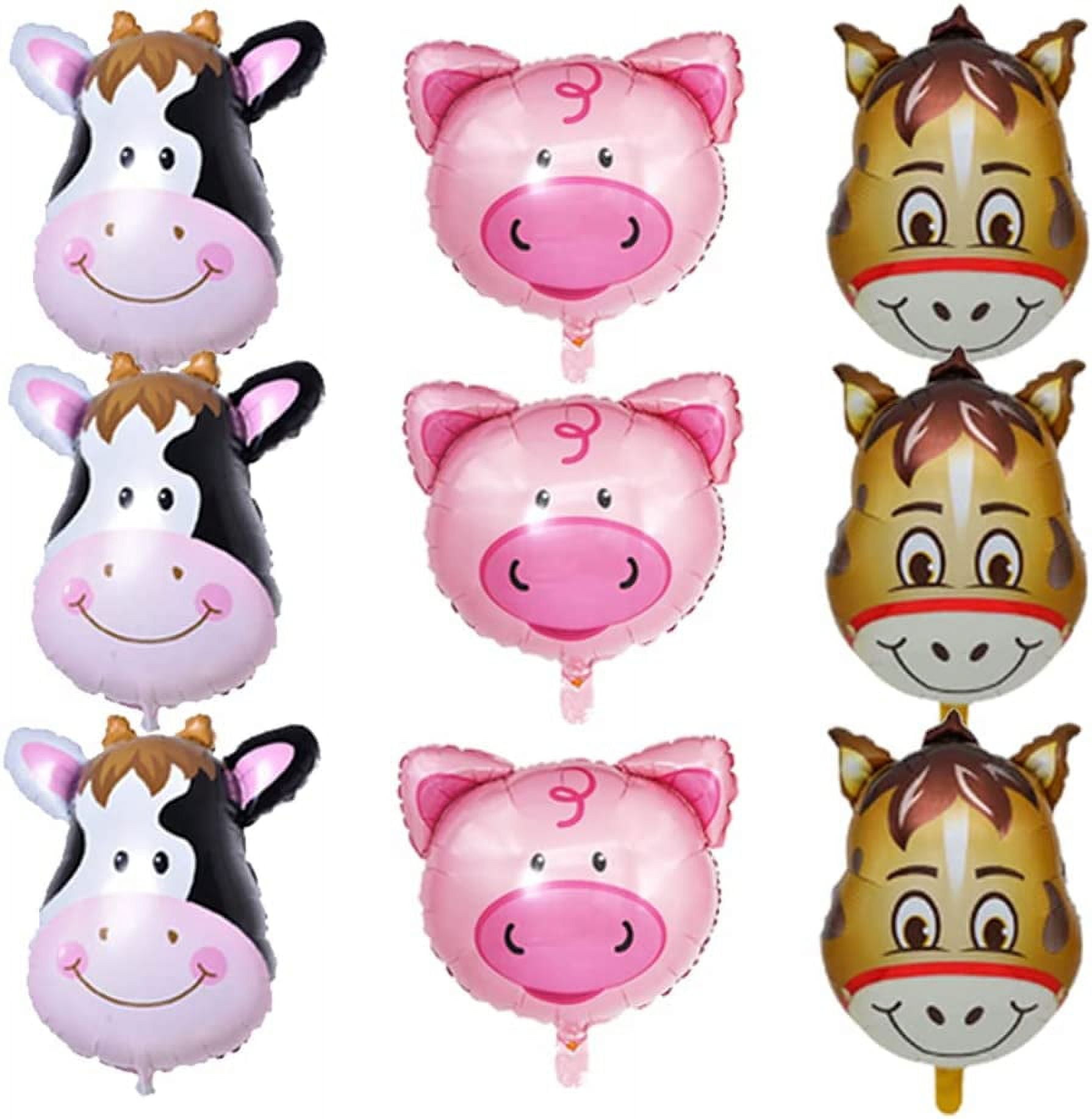 9pcs Farm Animal Balloons Party Ballons Set Pig Cow Horse Donkey Shaped ...