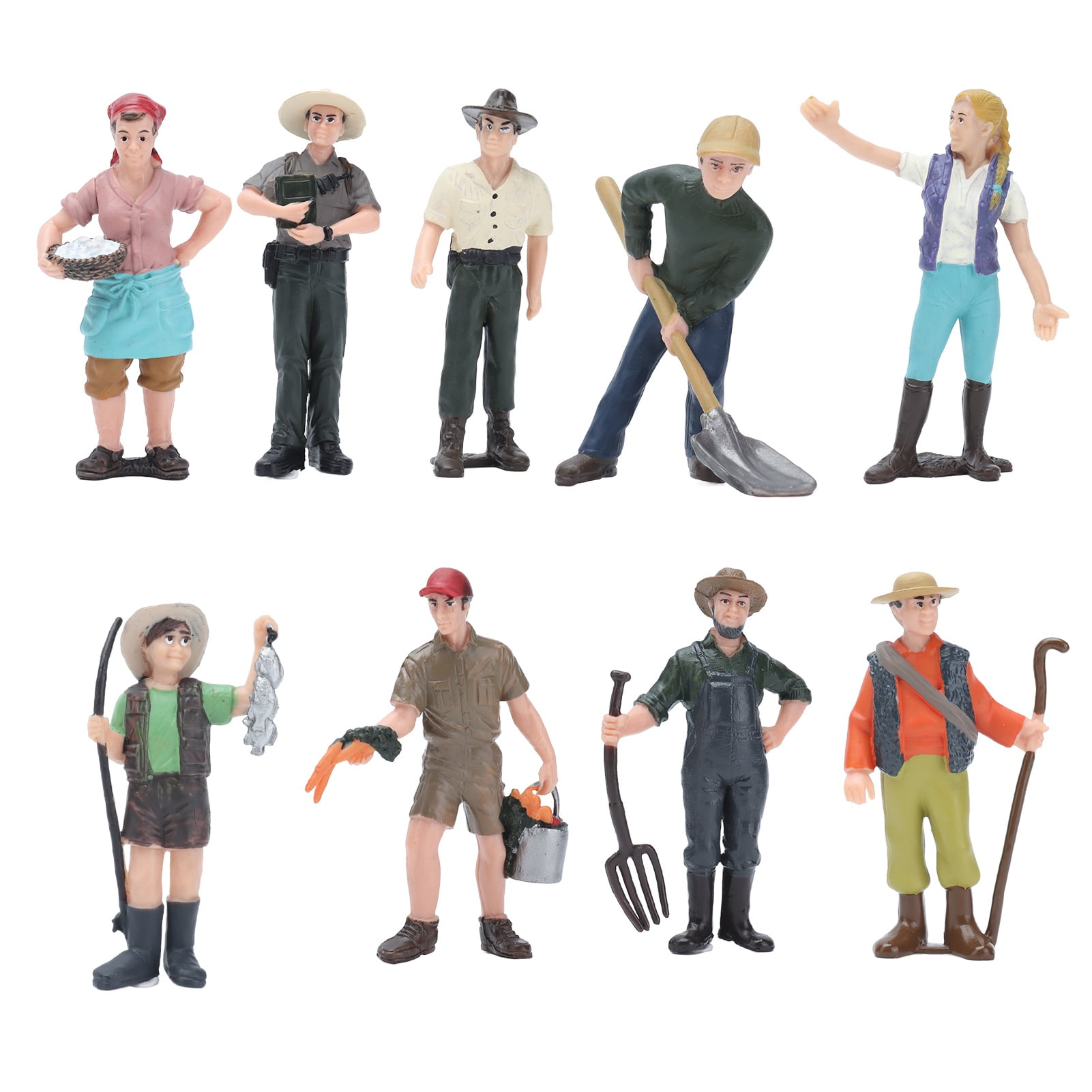 9pcs Farmer Models Simulated Farmer Dolls with Statues of Male and ...