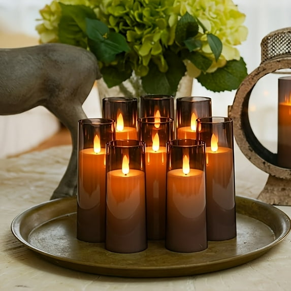 9pcs Flameless LED Pillar Candles with Remote & Timer | Flickering ...
