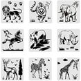 9pcs Forest Animal Pattern Plastic Drawing Templates 12x12 Inches Tiger ...