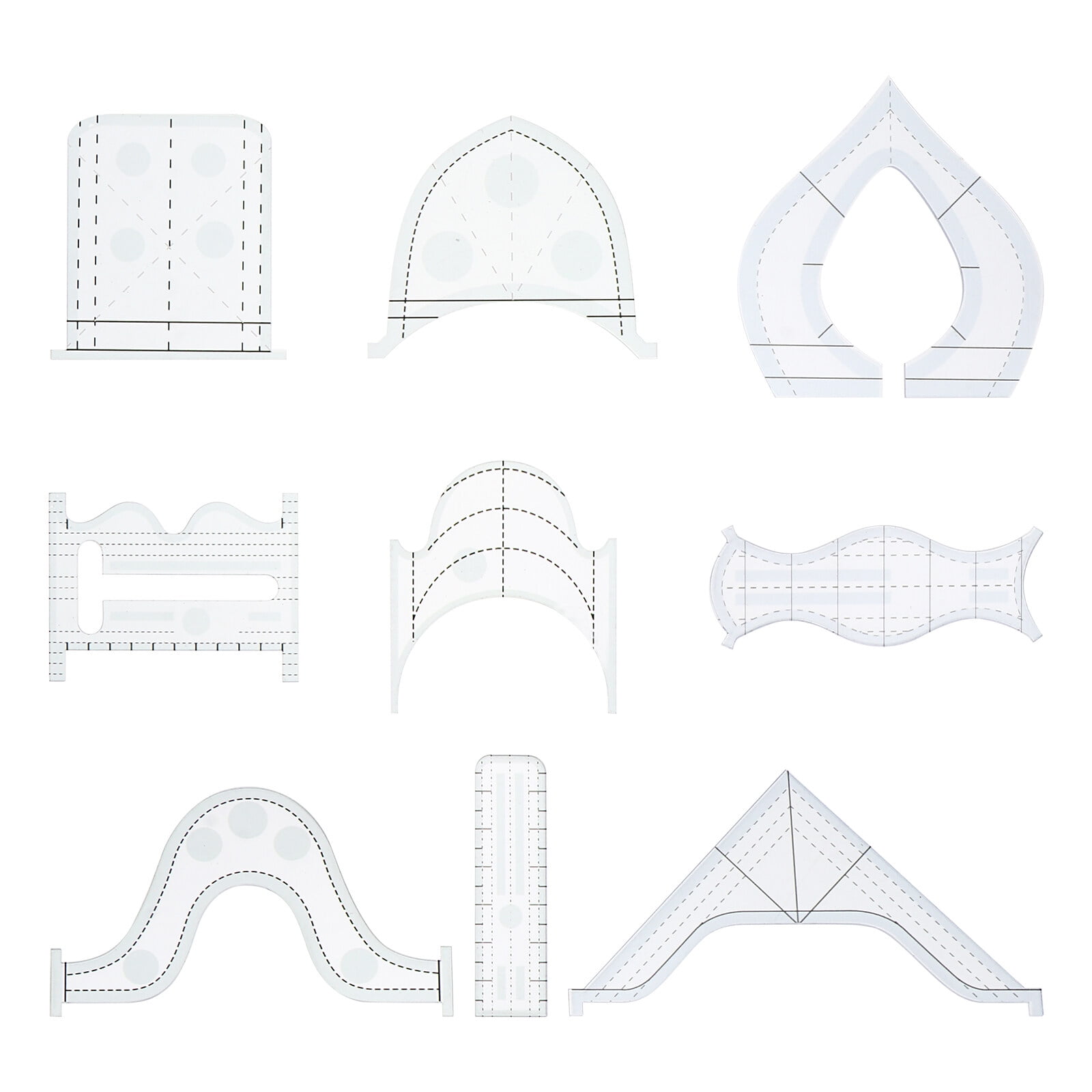 9pcs Free Motion Quilting Ruler Templates Quilter's Ruler Patchwork ...