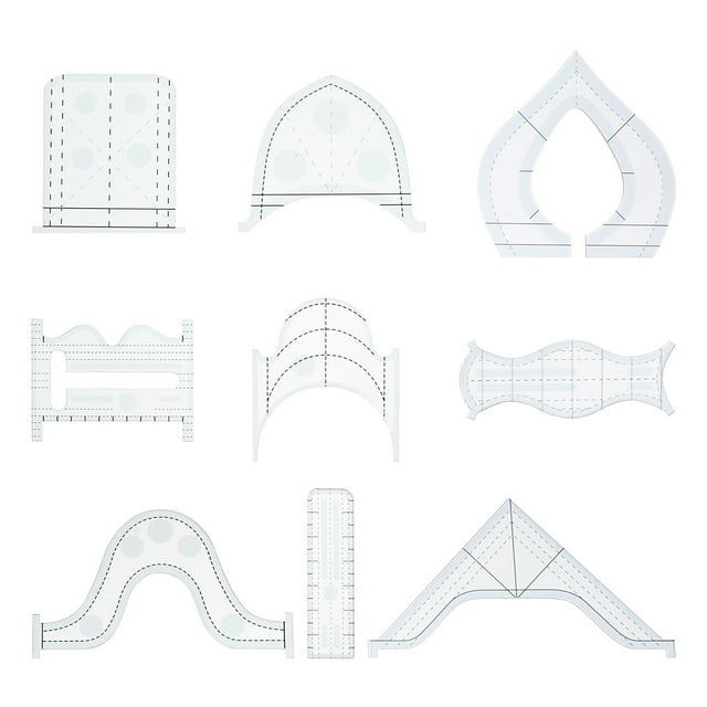 9pcs Free Motion Quilting Ruler Templates Quilter's Ruler Patchwork ...