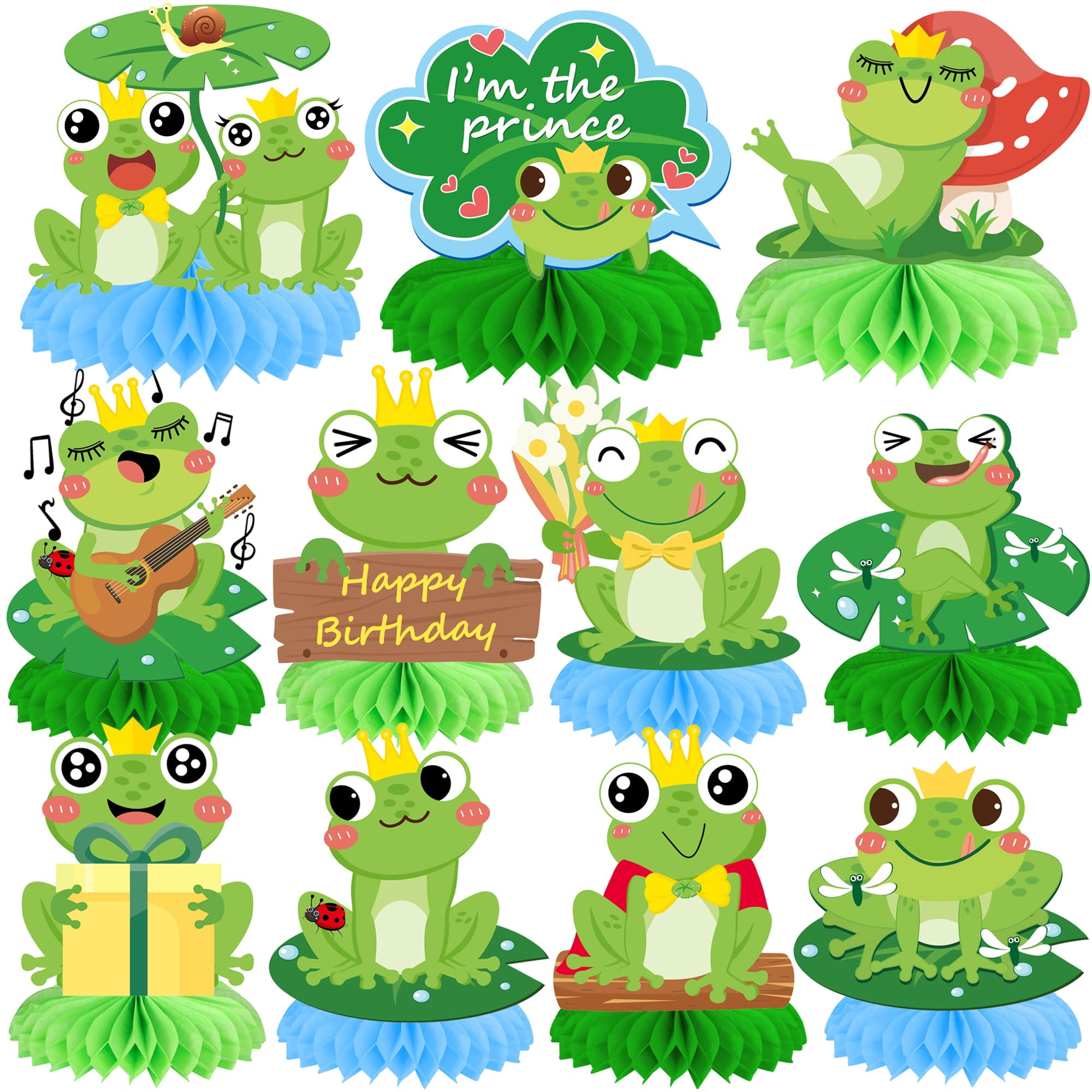 9pcs Frog Honeycomb Centerpieces Frog Birthday Party Decoration Cute ...