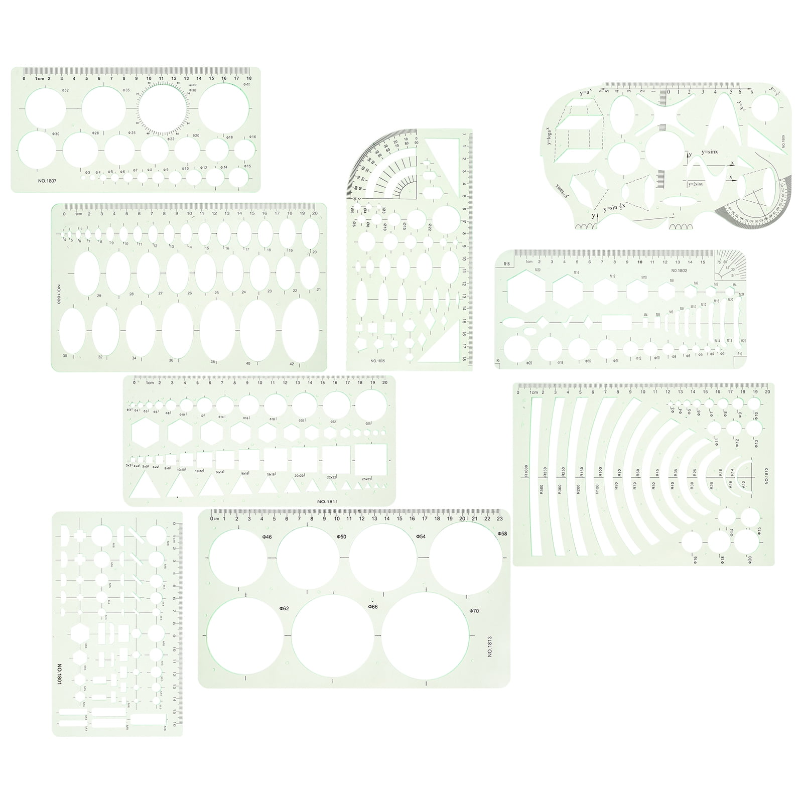 9pcs Geometric Drawing Templates Circle And Oval Stencils Plastic ...