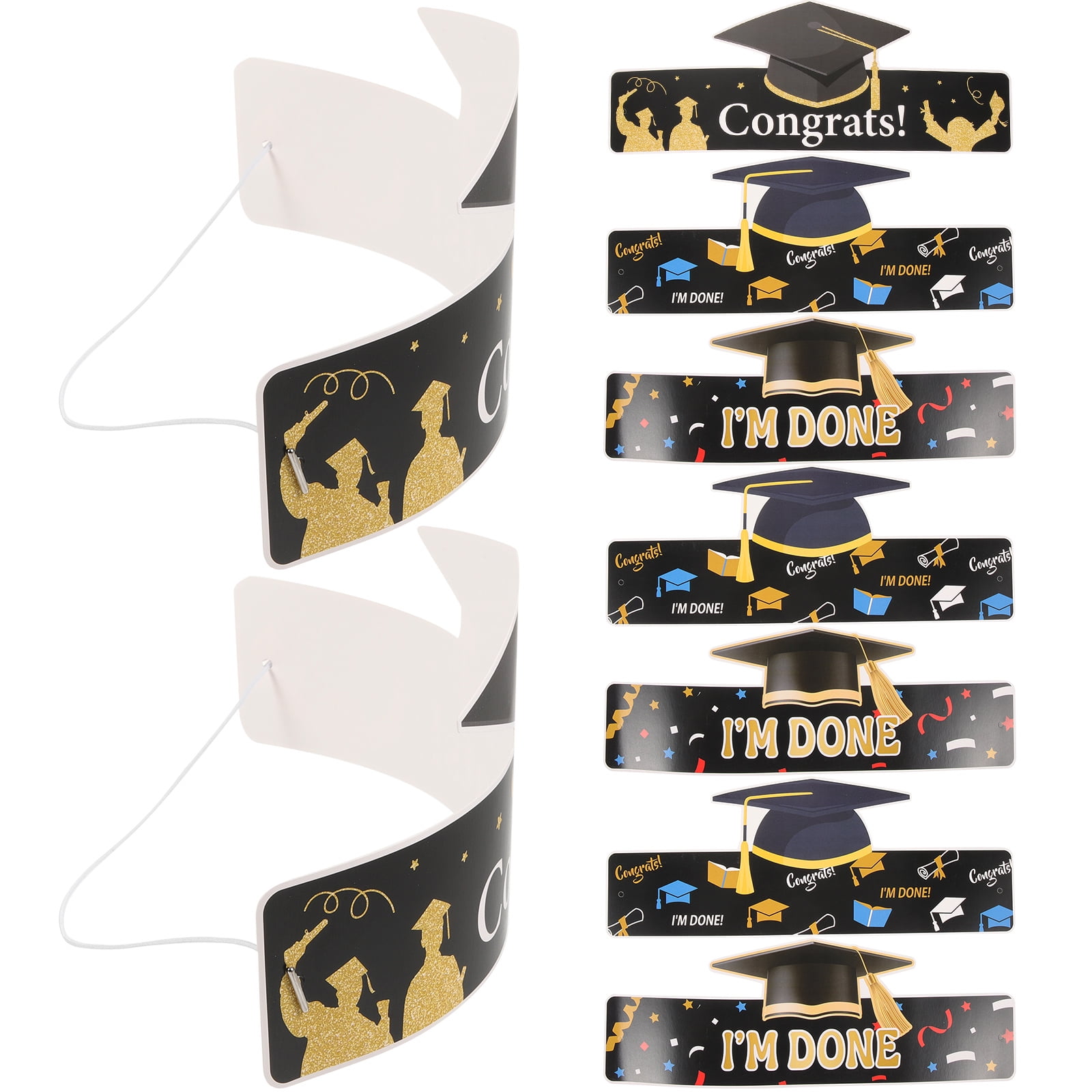 9pcs Graduation Paper Hats Graduation Party Adorns Paper Hats Party ...