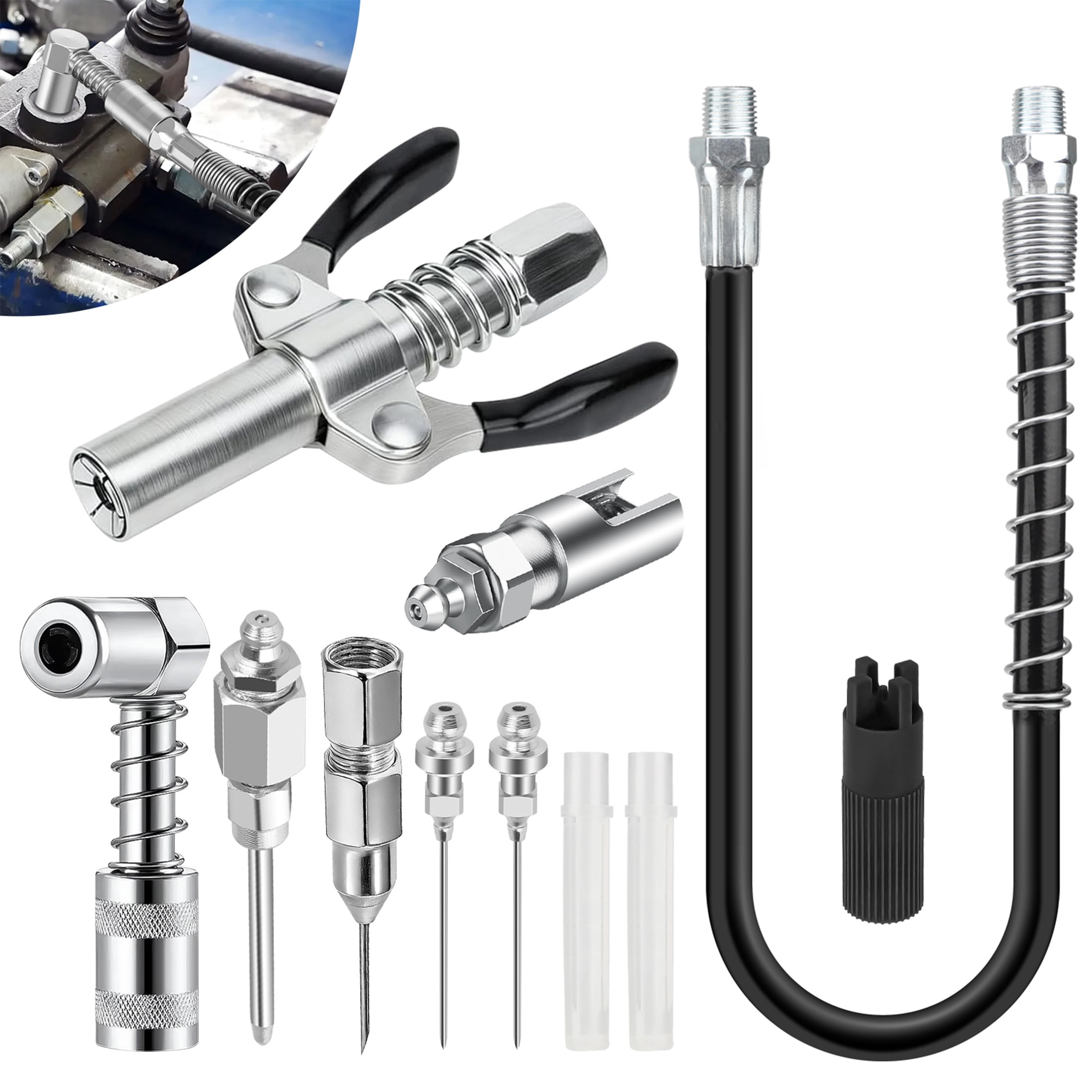 9pcs Grease Gun Tips Set, EEEkit 90 Degree Grease Gun Coupler Grease ...