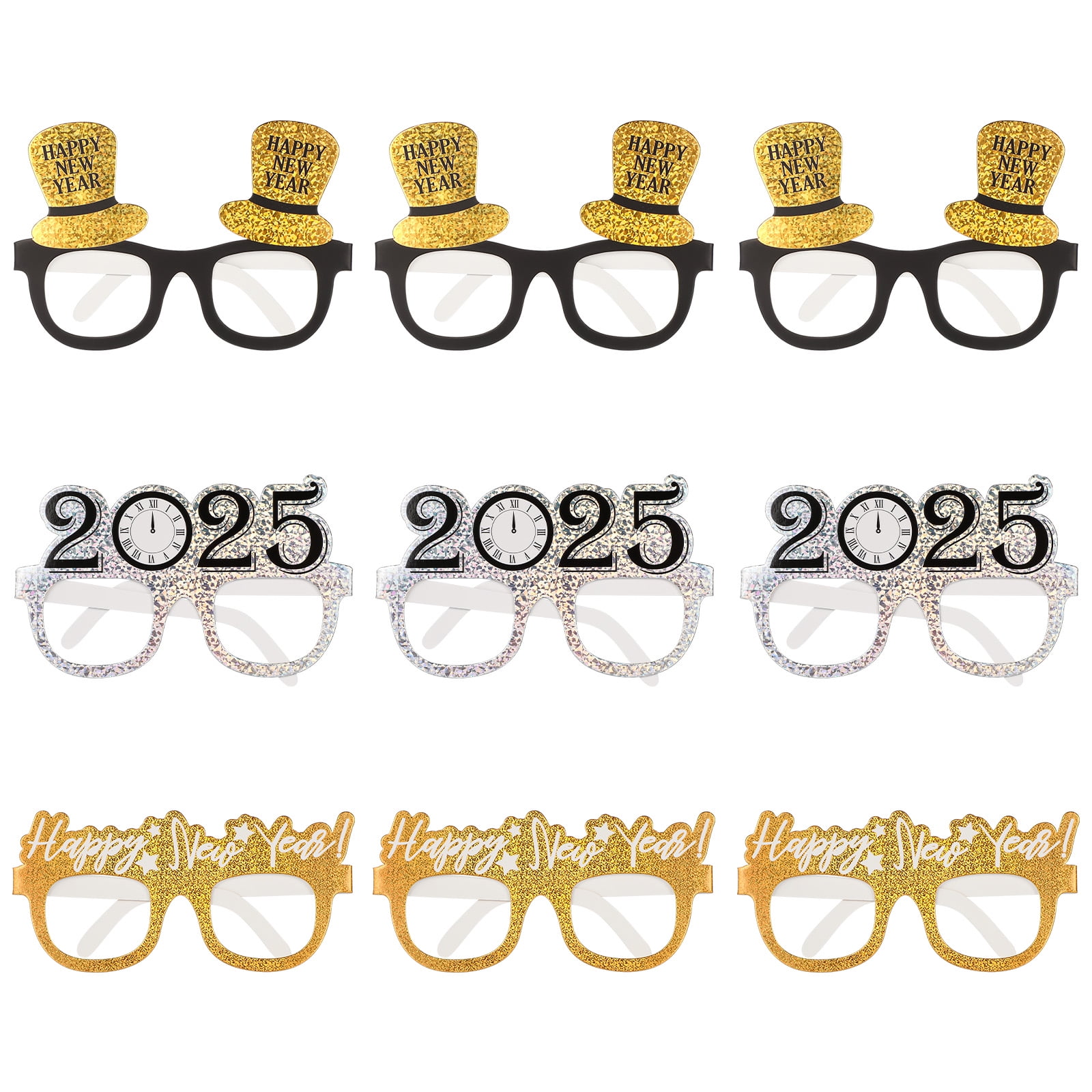 PartyKindom 9Pcs New Year 2024 Party Eyeglasses Photography Glasses ...