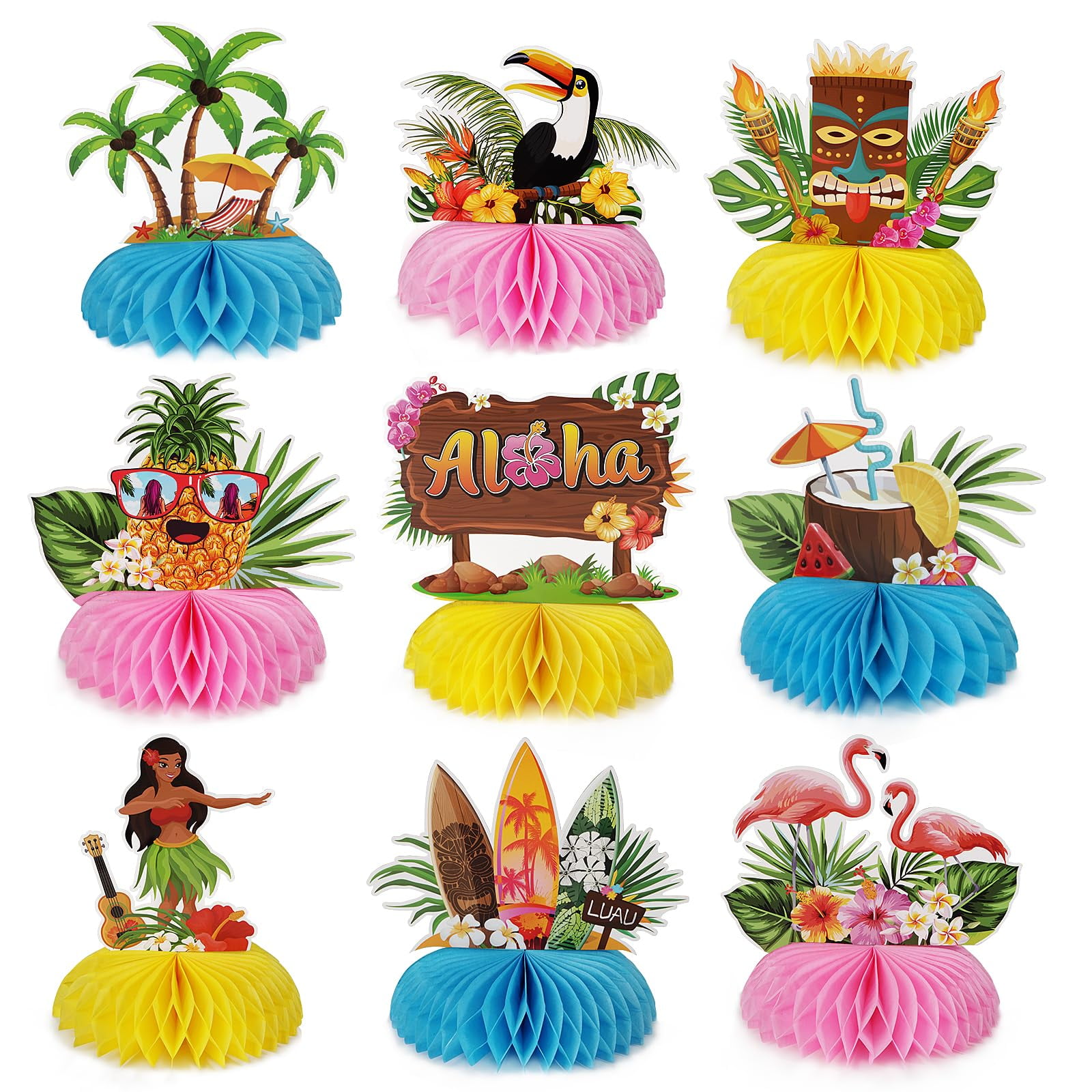 9pcs Hawaiian Luau Party Decorations Centerpieces for Tables Aloha ...